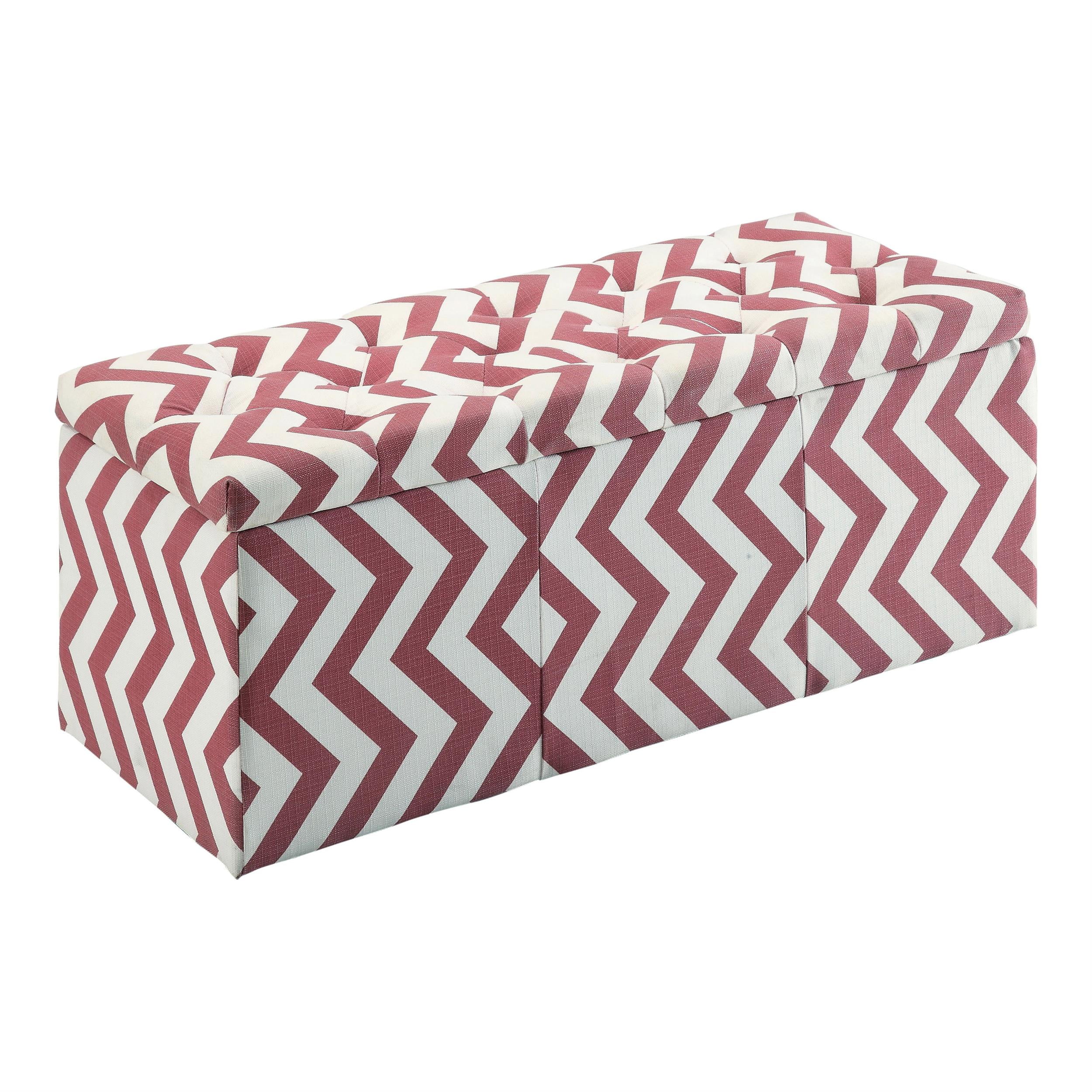 Furniture of America Laina Contemporary Fabric Storage Bench in Red ...
