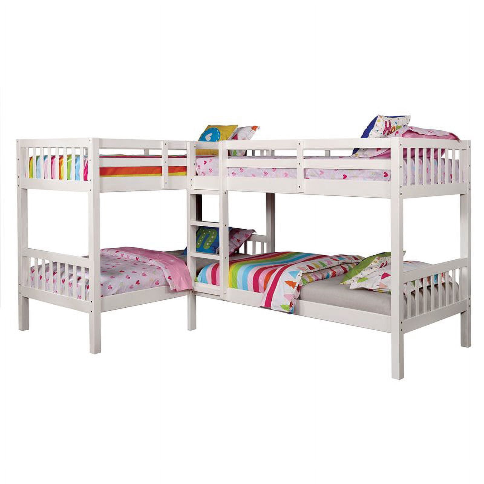 Furniture of America Langle Twin Quadruple Bunk Bed in White - Walmart.com