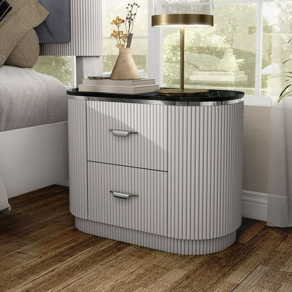 Furniture of America Laral Adult Modern 2-Drawer Nightstand, Light Gray ...