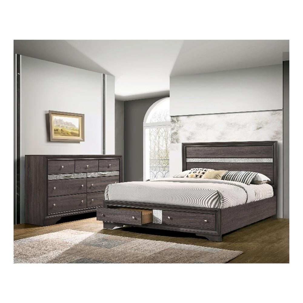 Furniture of America Laren 2pc Gray Solid Wood Bedroom Set - King ...