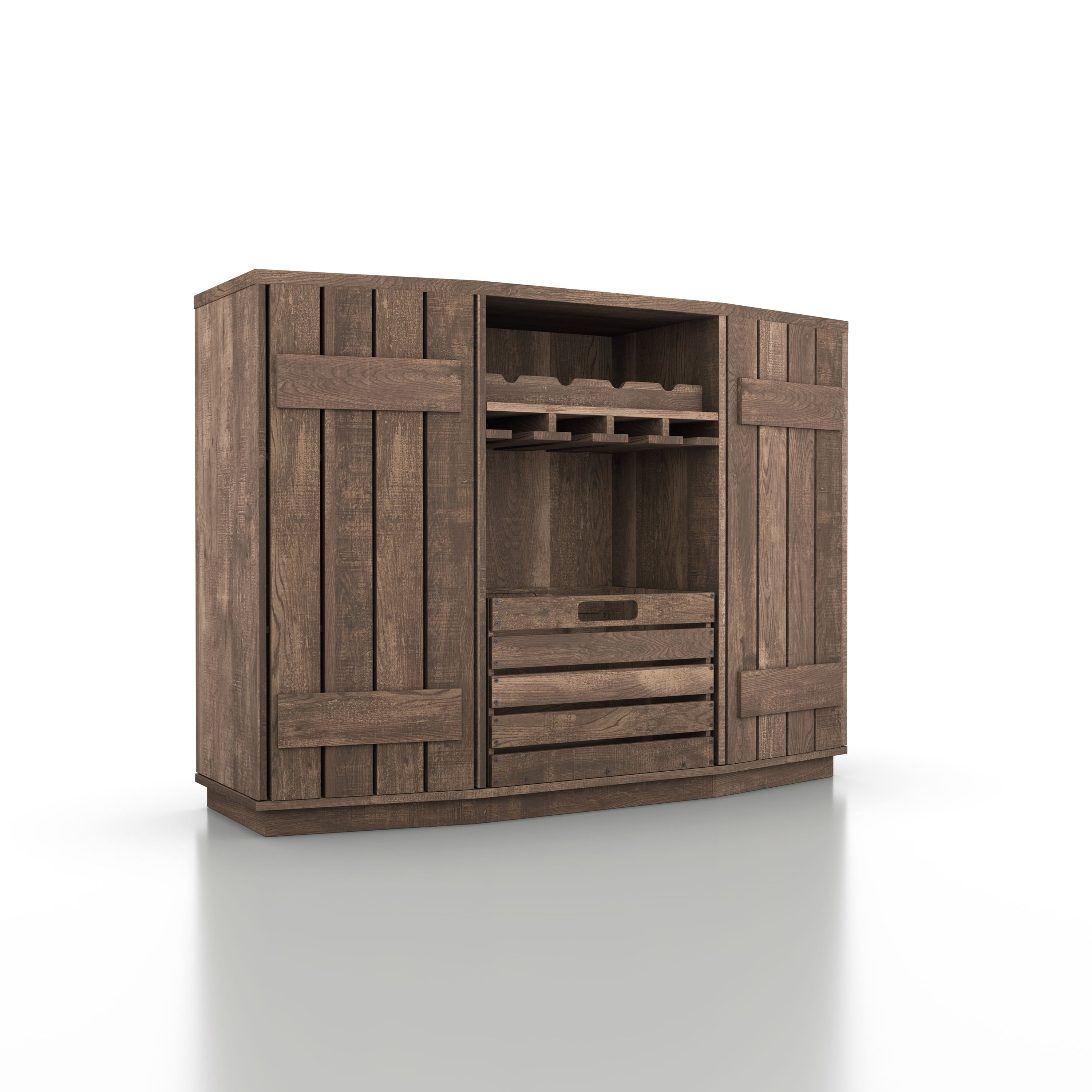 Furniture of America Lath Rustic 6-shelf Server Reclaimed Oak Reclaimed ...