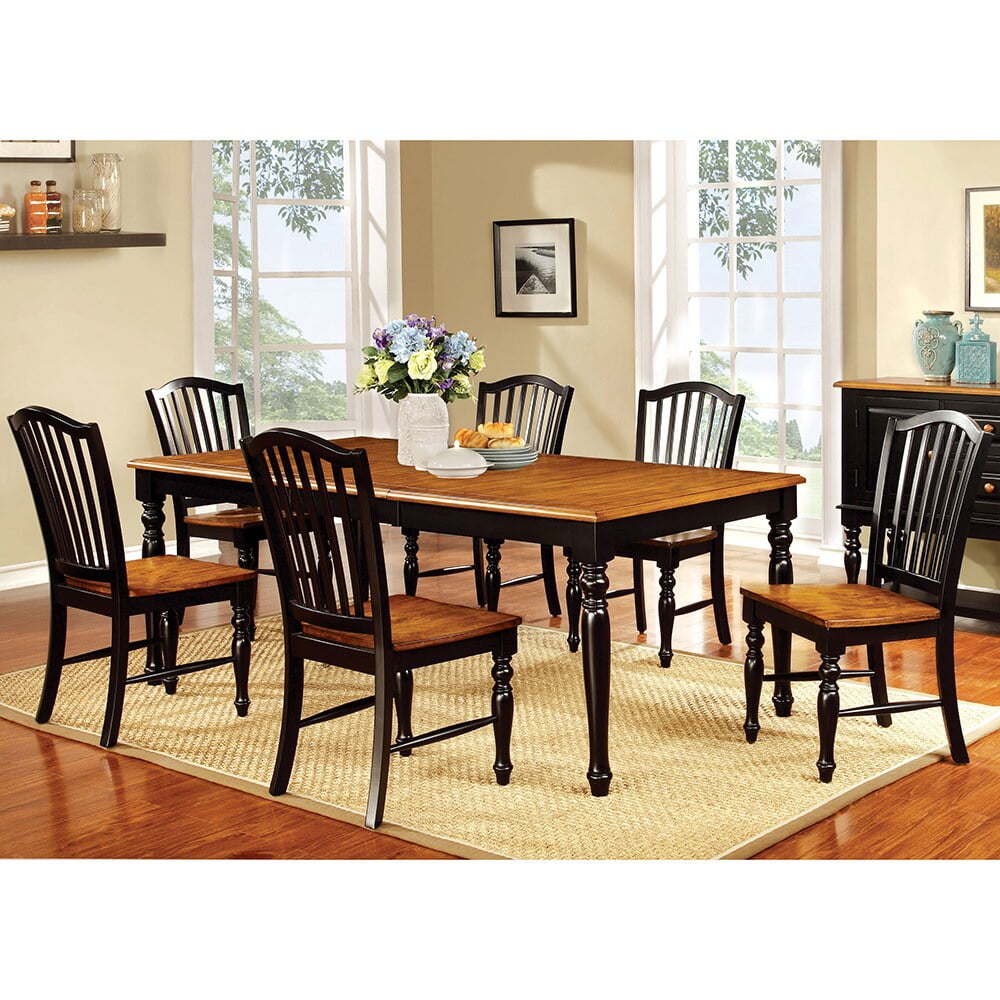 Furniture of America Levole Country Black and Antique Oak Wood Two-tone ...