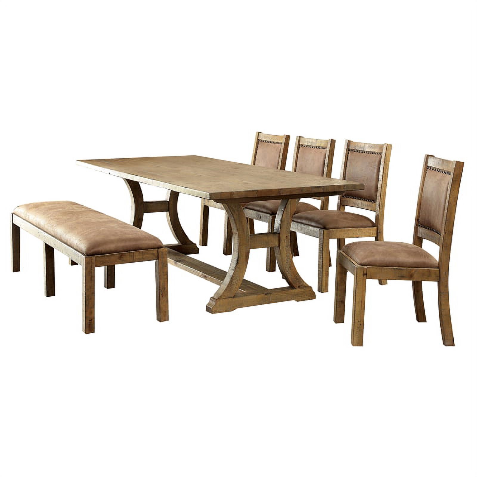 Furniture of America Liston 6-Piece Wood 77-inch Dining Set in Rustic ...