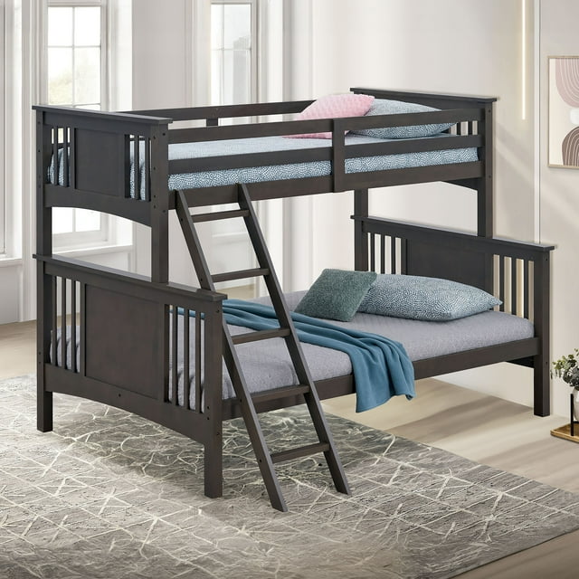Furniture of America Lively Kids Solid Wood Twin-over-Full Detachable ...