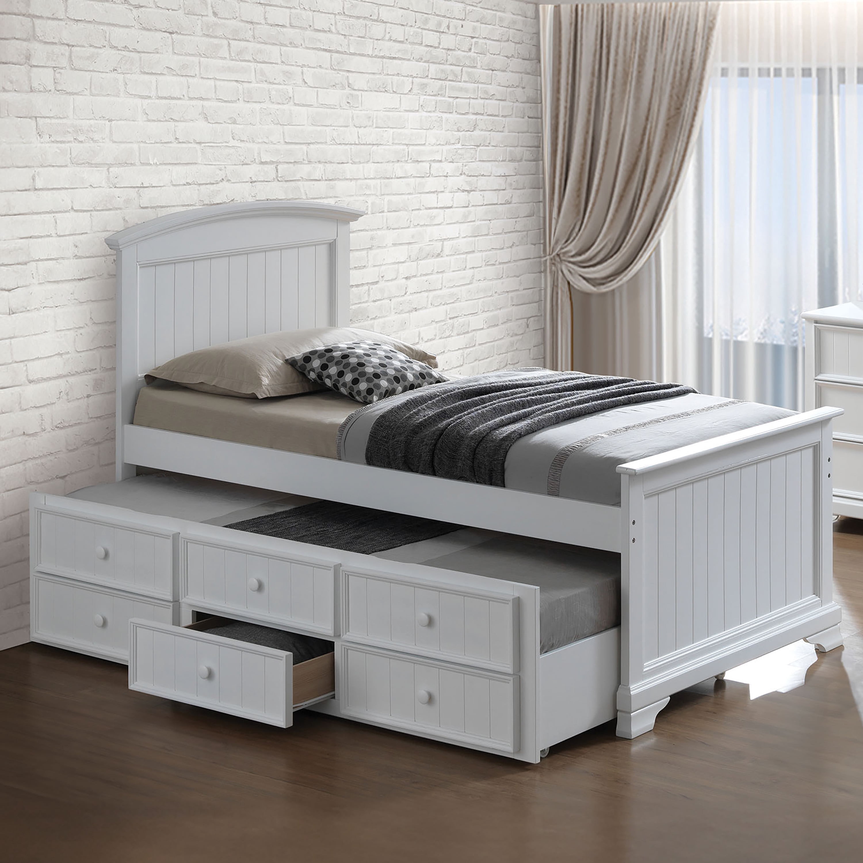 Furniture of America Livia Kids Solid Wood Twin Captain Bed - Walmart.com