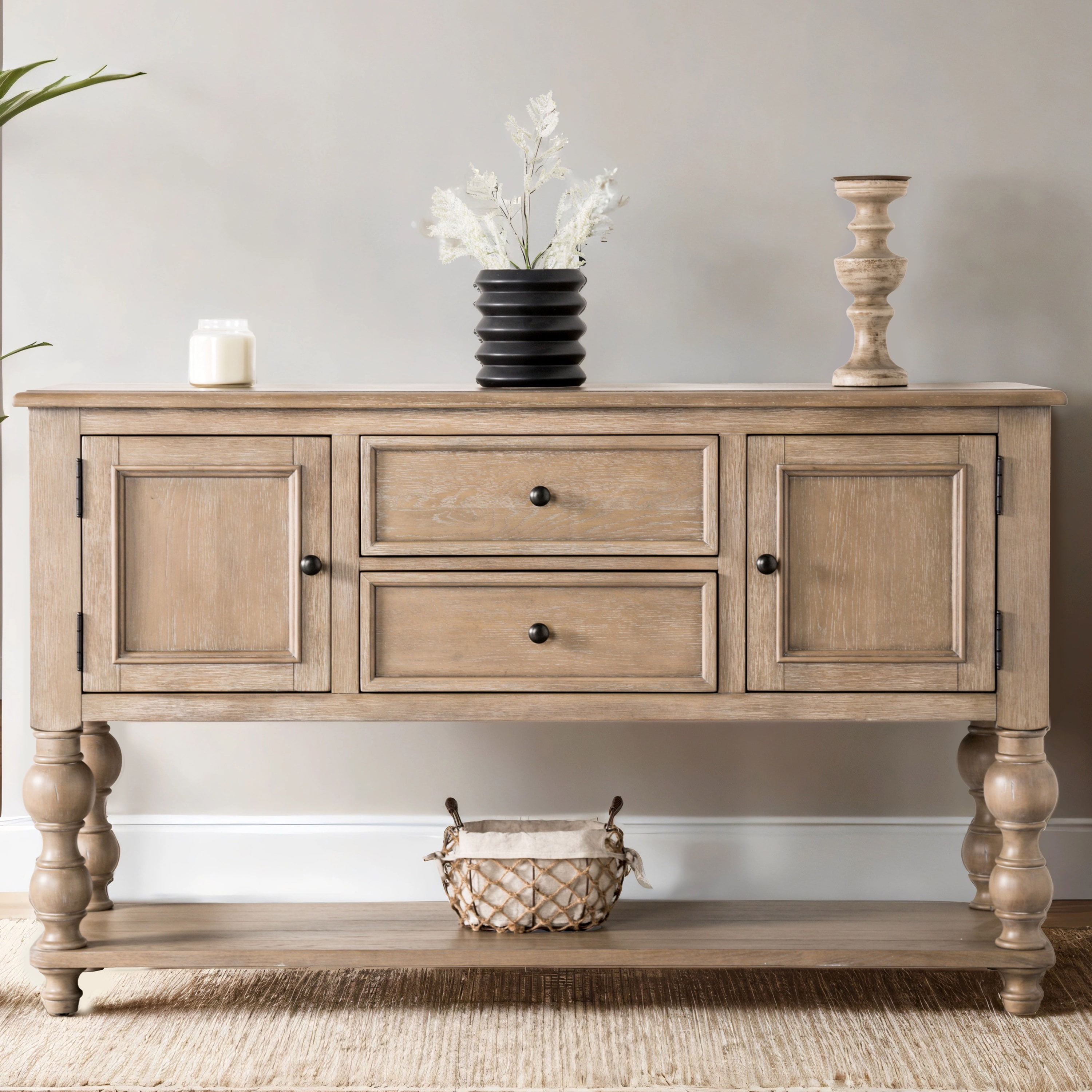 Furniture of America Lociste Modern Farmhouse Multi-Storage Solid Wood ...