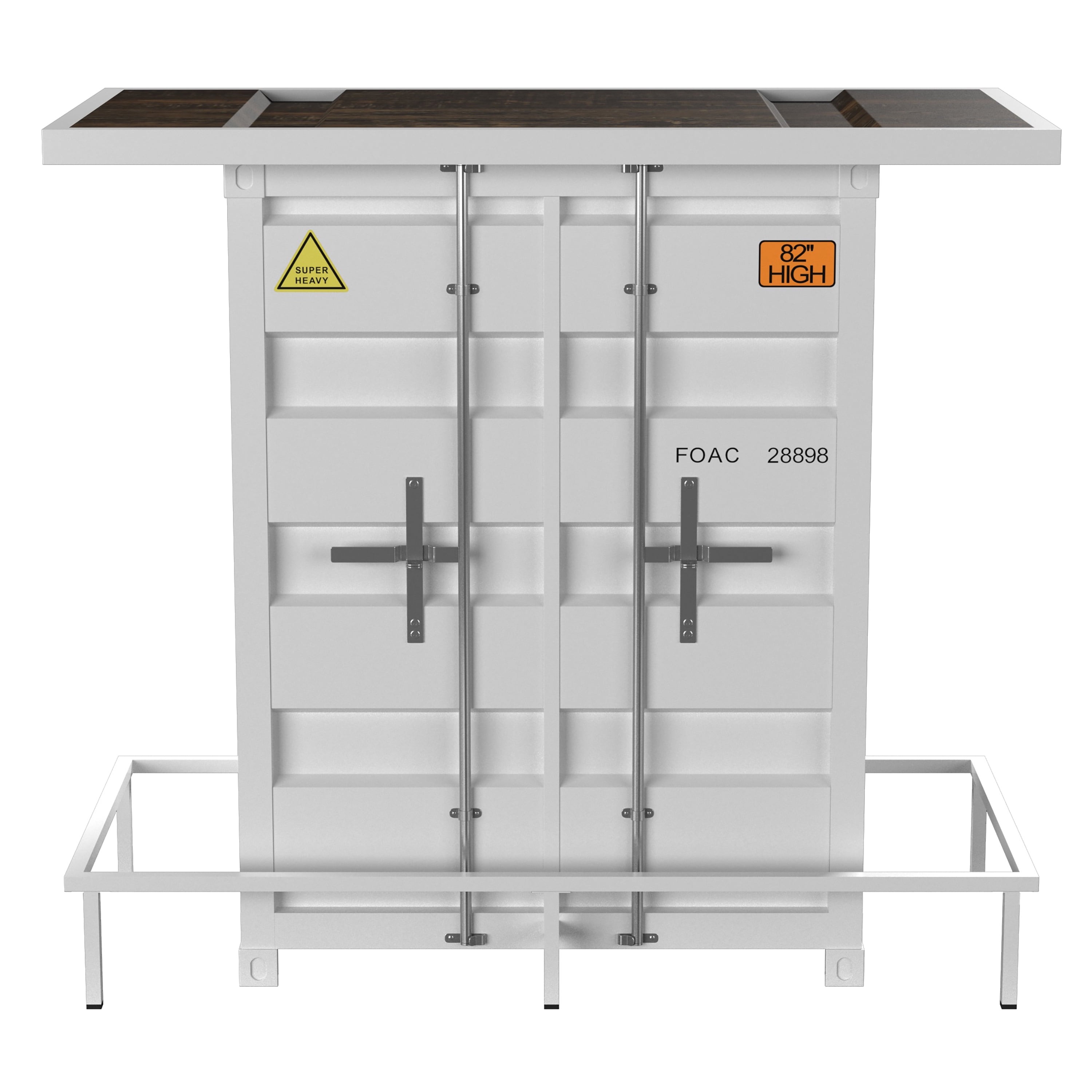 Furniture of America Locust Metal Bar Table with LED Light, White ...