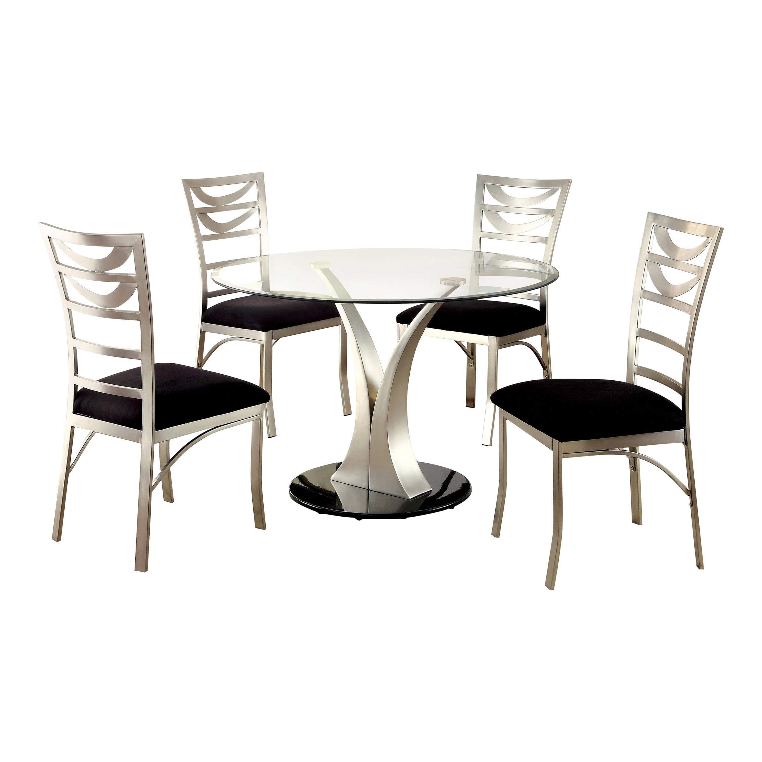 Furniture of America Lopez 5-Piece Stainless Steel Dining Set in Silver ...