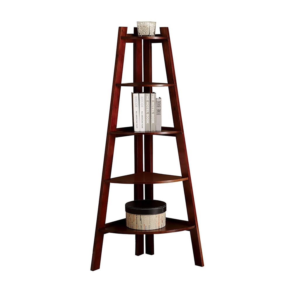 Furniture of America Lyss Contemporary 5 Tier Wooden Corner Ladder ...