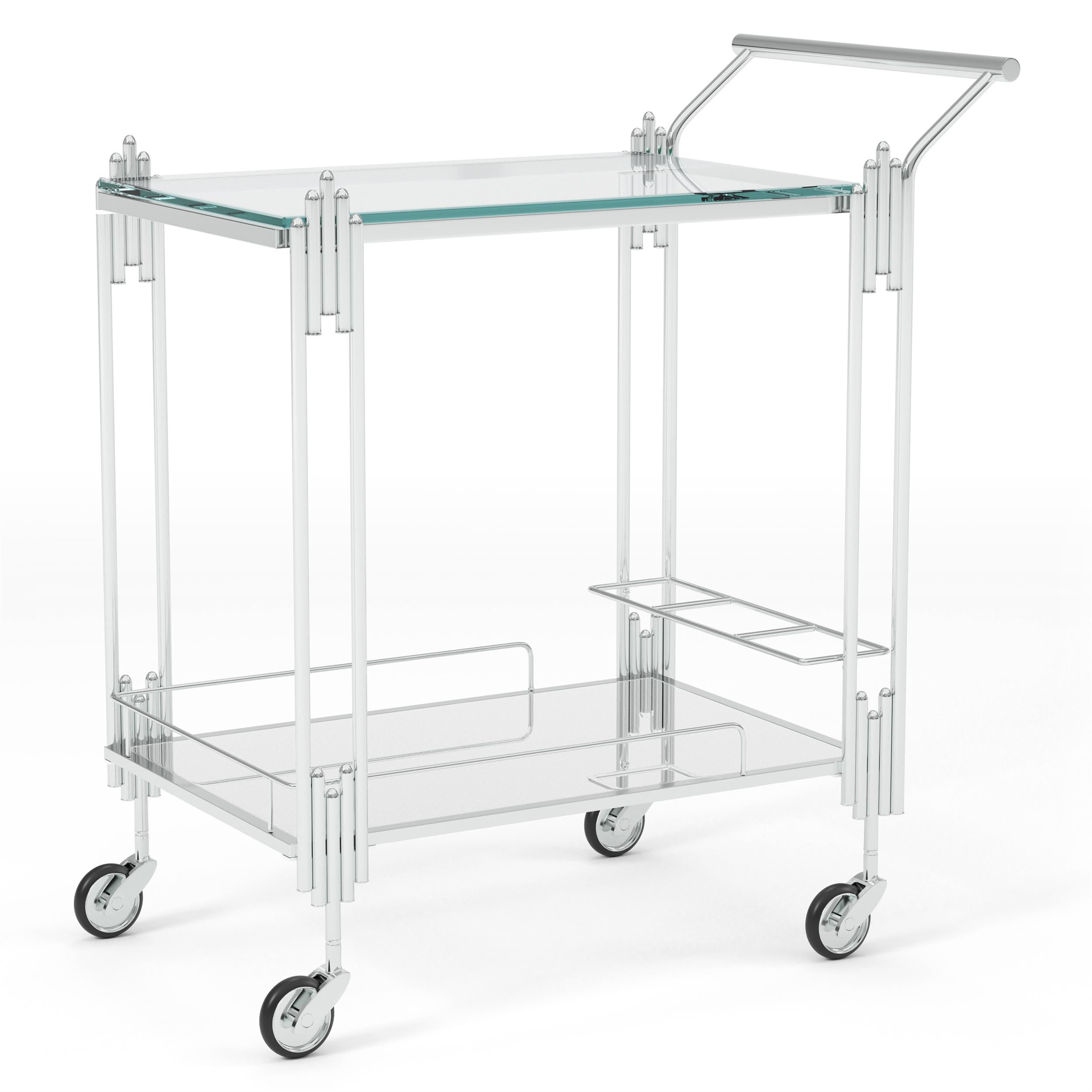 Furniture of America Macon Contemporary Metal 2-Tier Bar Cart in Chrome ...