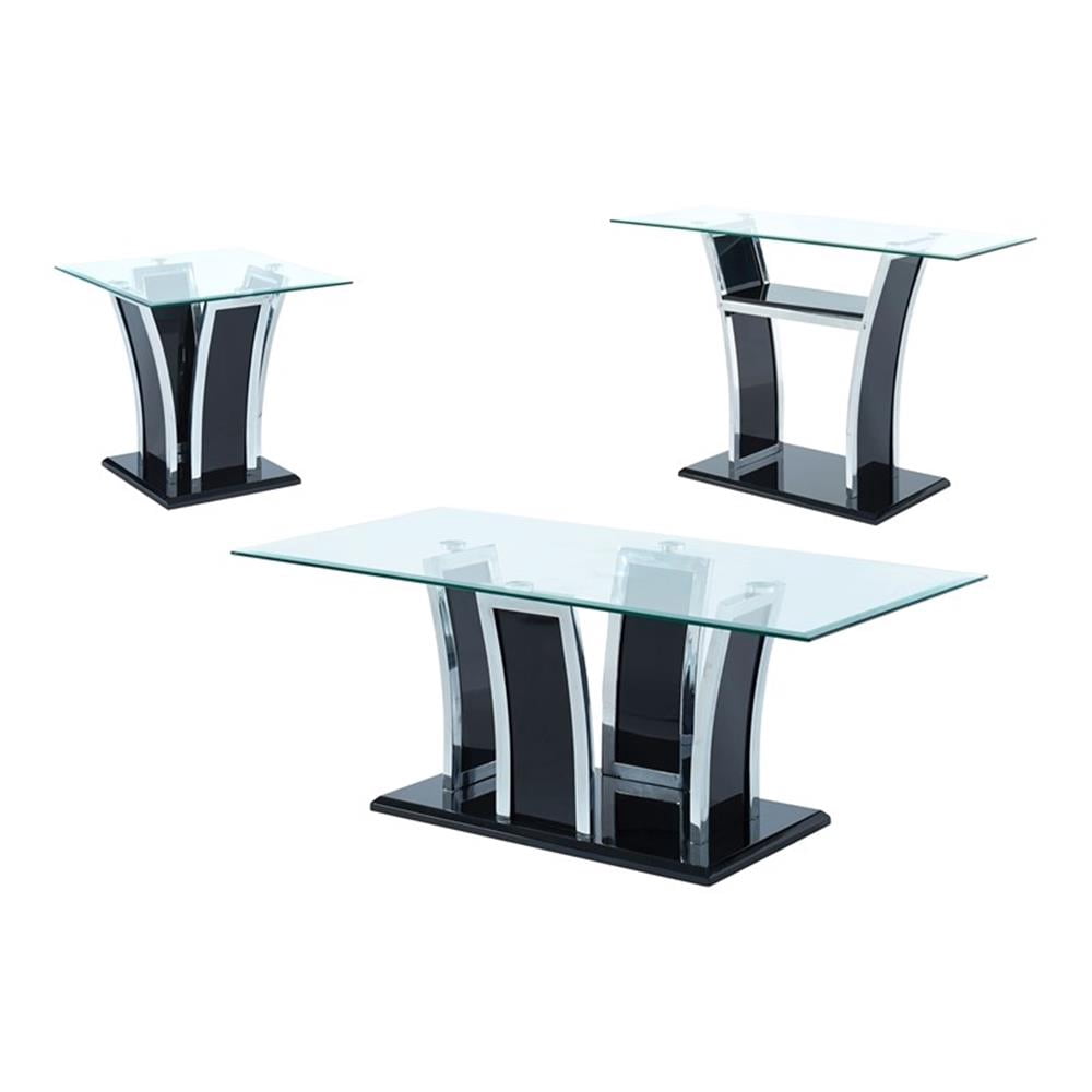 Furniture of America Manhattan Metal 3-Piece Coffee Table Set in Black ...