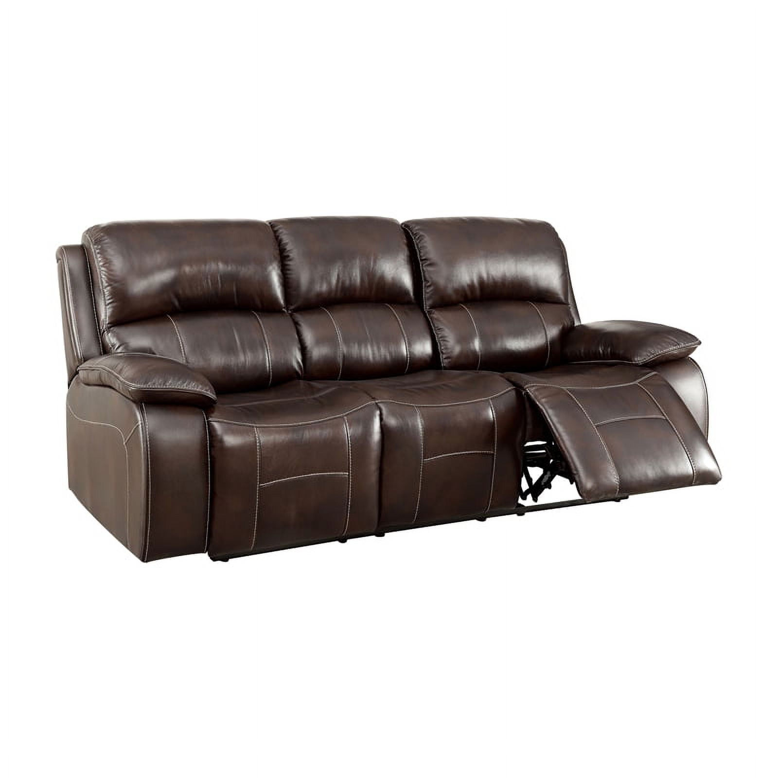 Furniture of America Marta Top Grain Leather Reclining Sofa in Brown ...