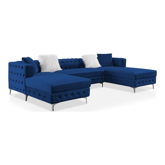 Furniture of America Marti Transitional Fabric Tufted U-Shaped ...