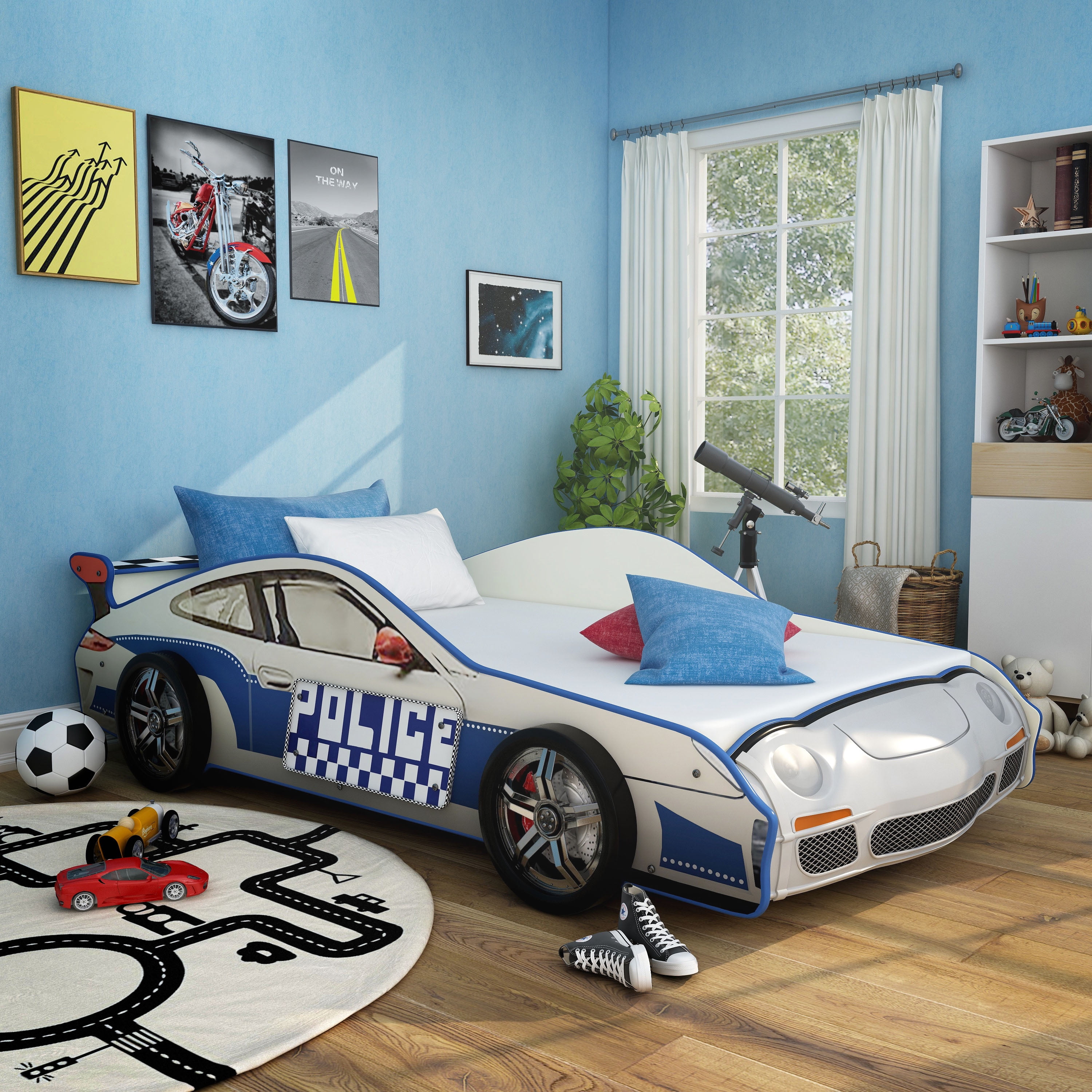 Furniture of America Mauer Twin Car Bed - Police Car Design - Walmart.com