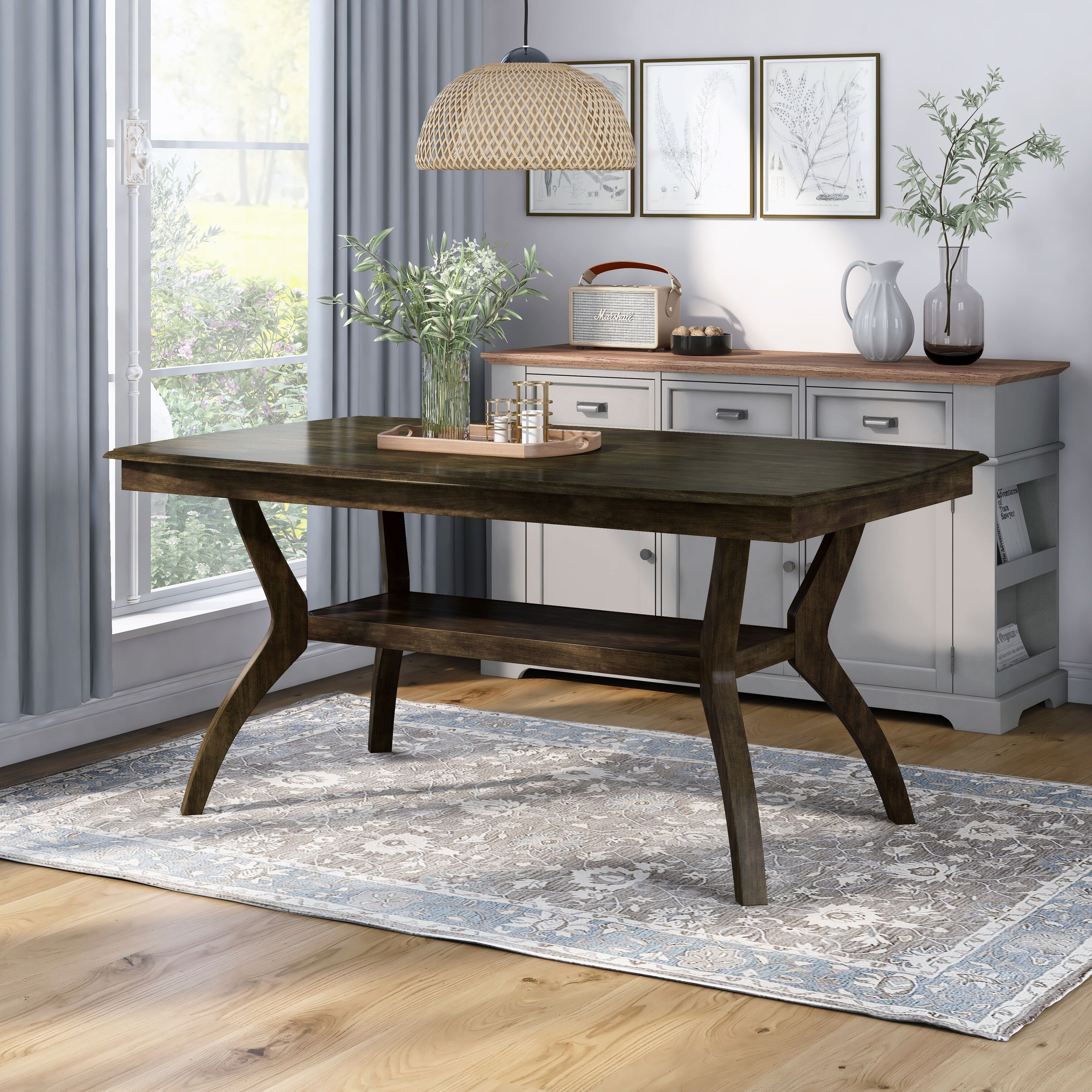 Furniture of America Mayer Transitional Walnut 66-inch Wood Dining ...