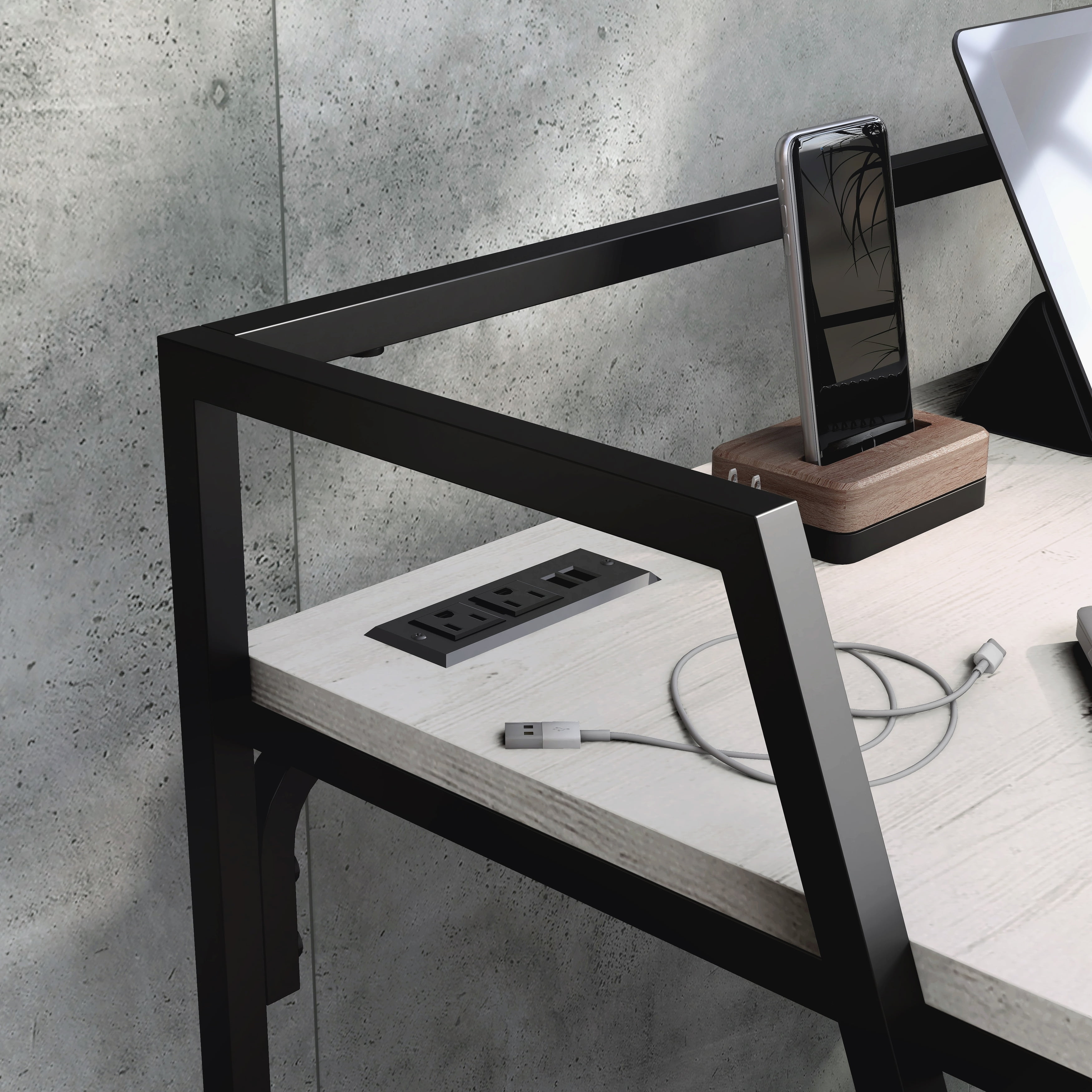 Furniture of America Meard Industrial 49-inch Steel Computer Desk with ...