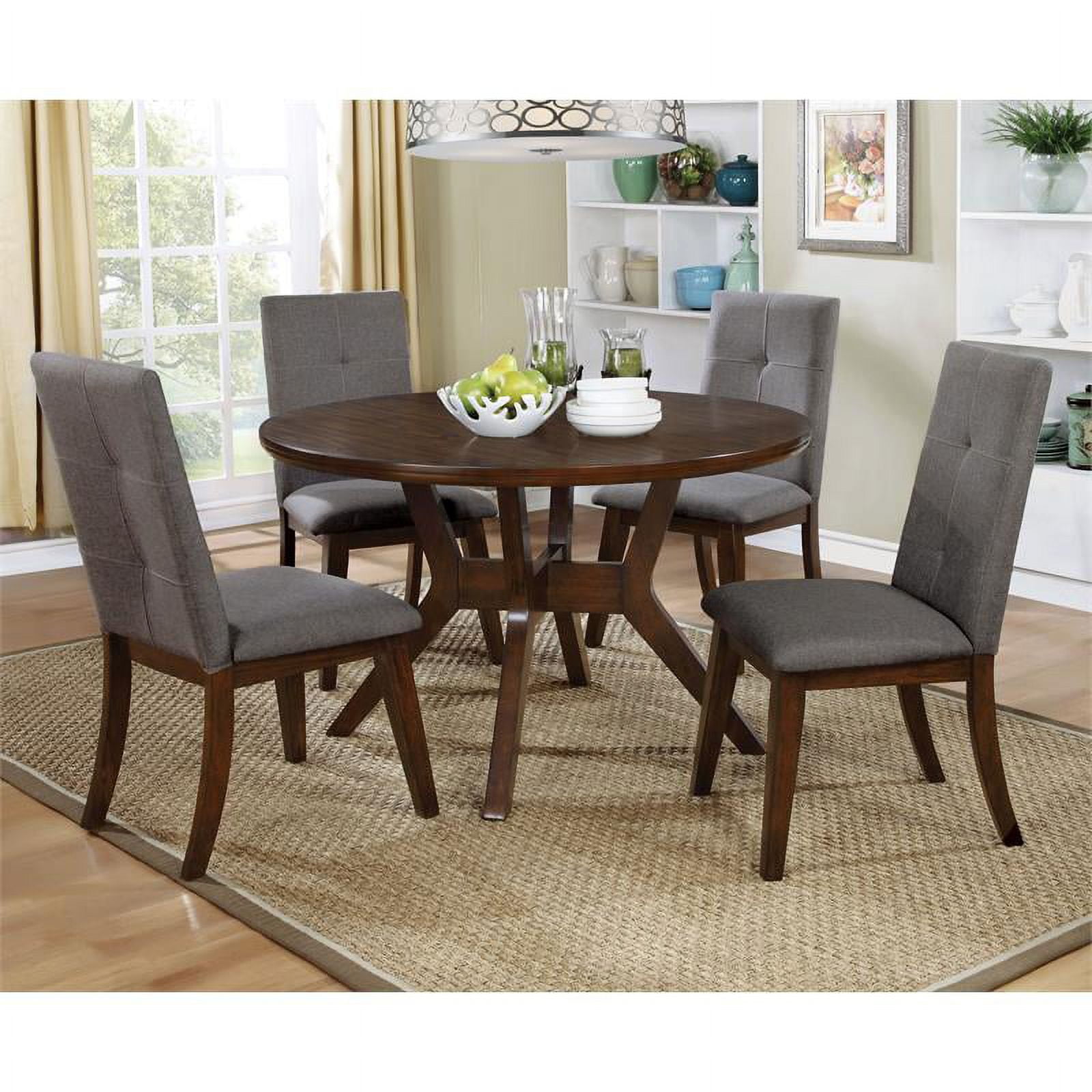 Furniture of America Mecca Wood 5-Piece Round Dining Table Set in ...