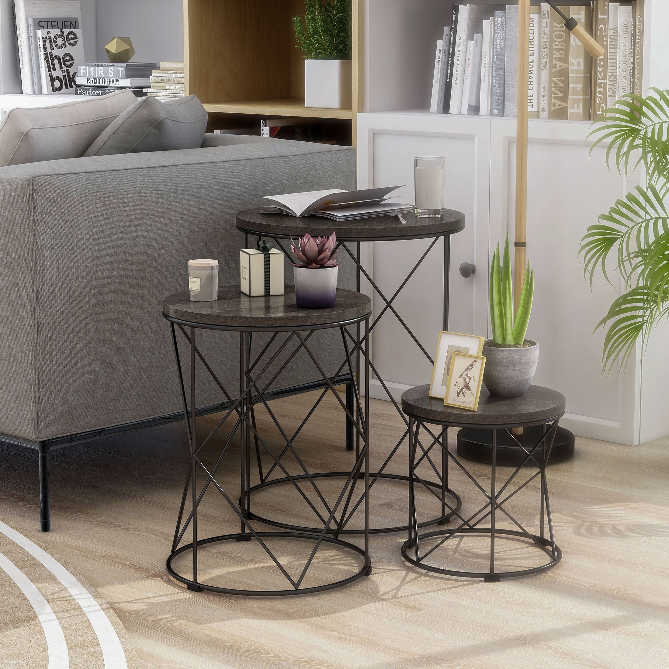 Free Shipping! Furniture of America Melmar 3-Piece Walnut Nesting Tables, Contemporary Living ...
