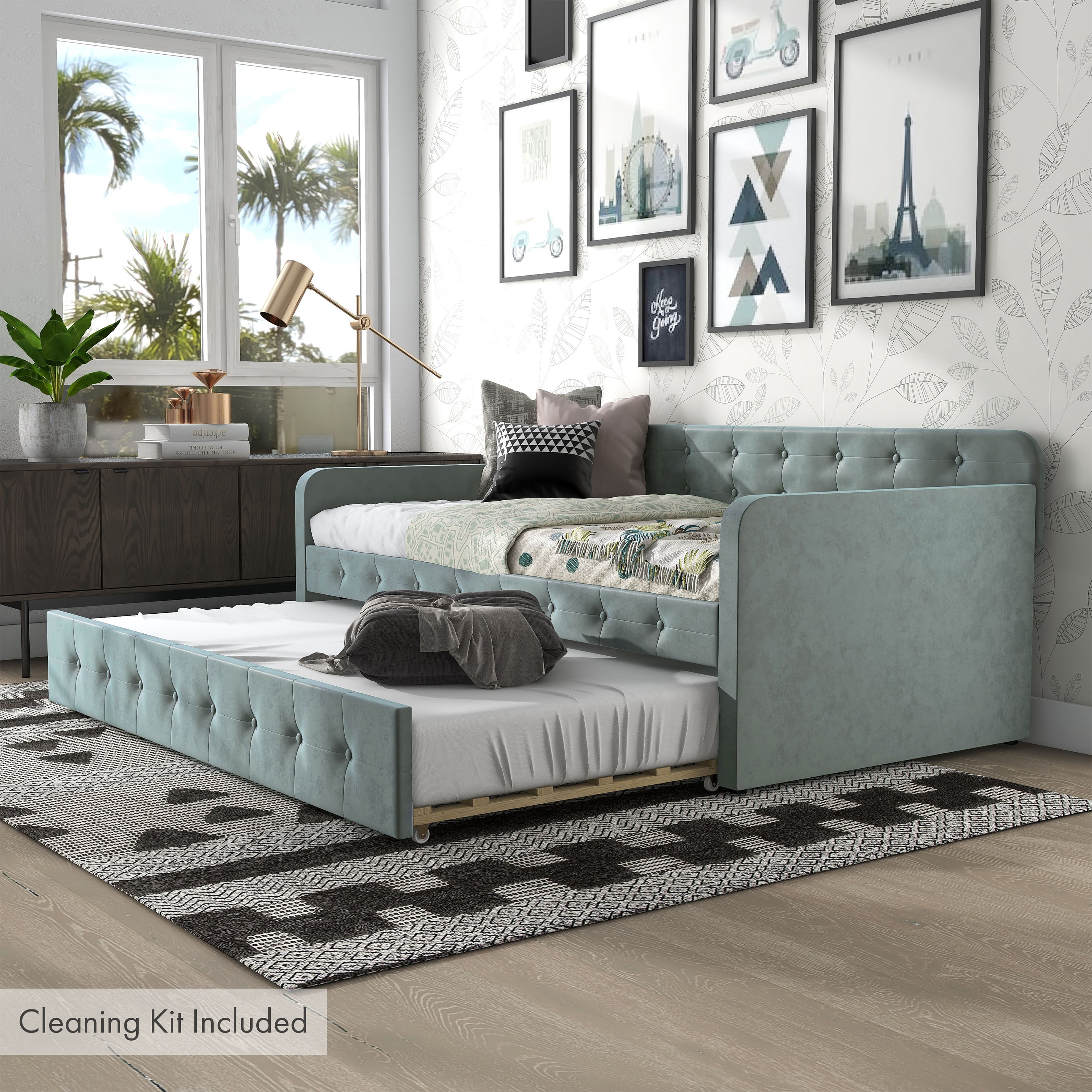 Furniture of America Menzelle Contemporary Twin Upholstered Tufted Day ...