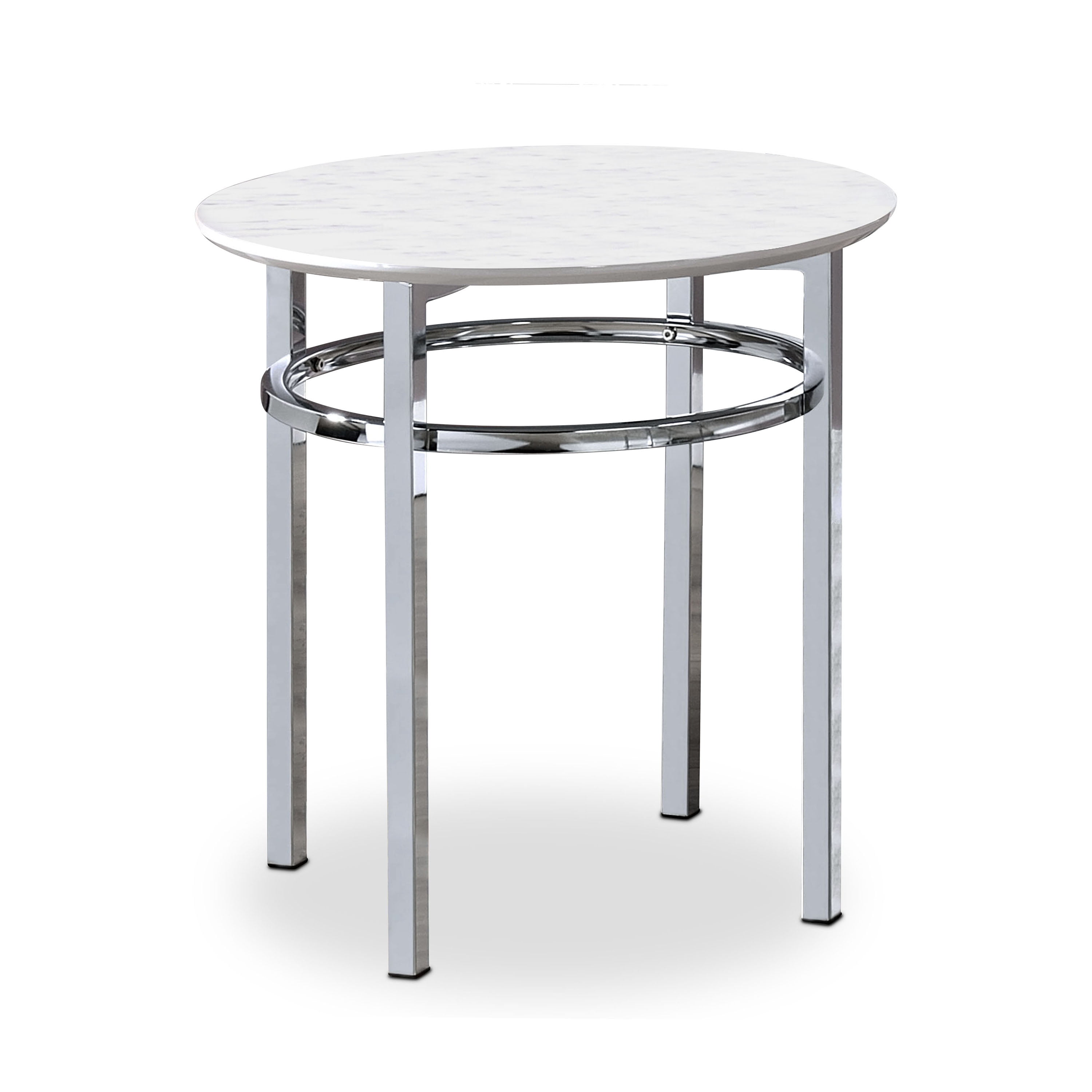 Furniture of America Mercedes Faux Marble End Table, White and Chrome ...