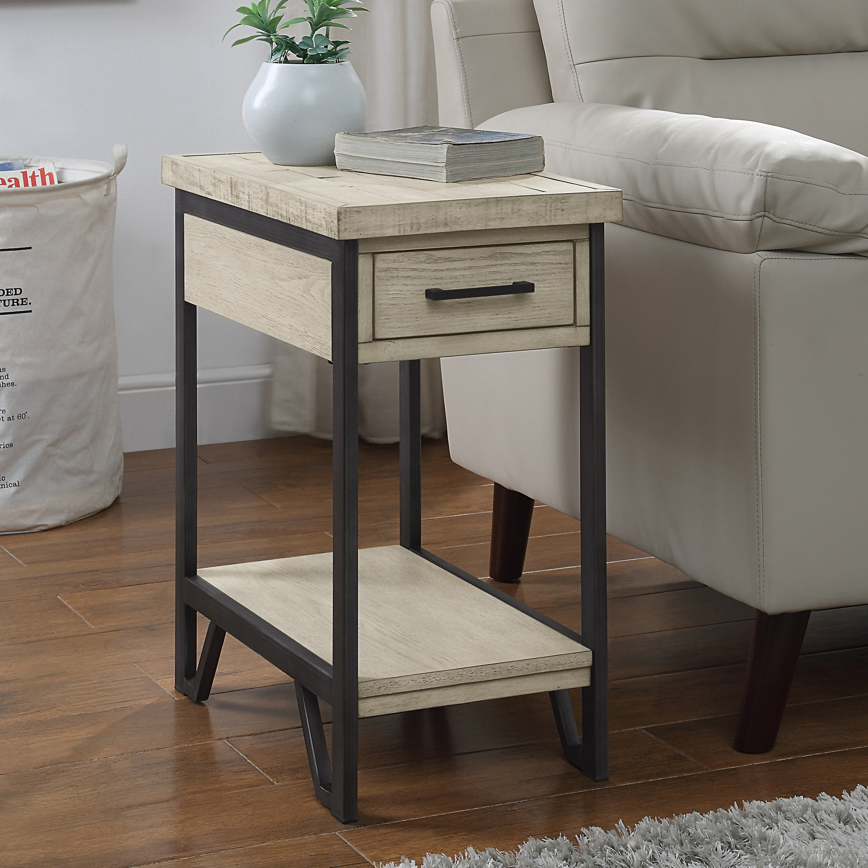 Furniture of America Mingard Rustic 20-inch Wood 1-Shelf and 1-Drawer ...