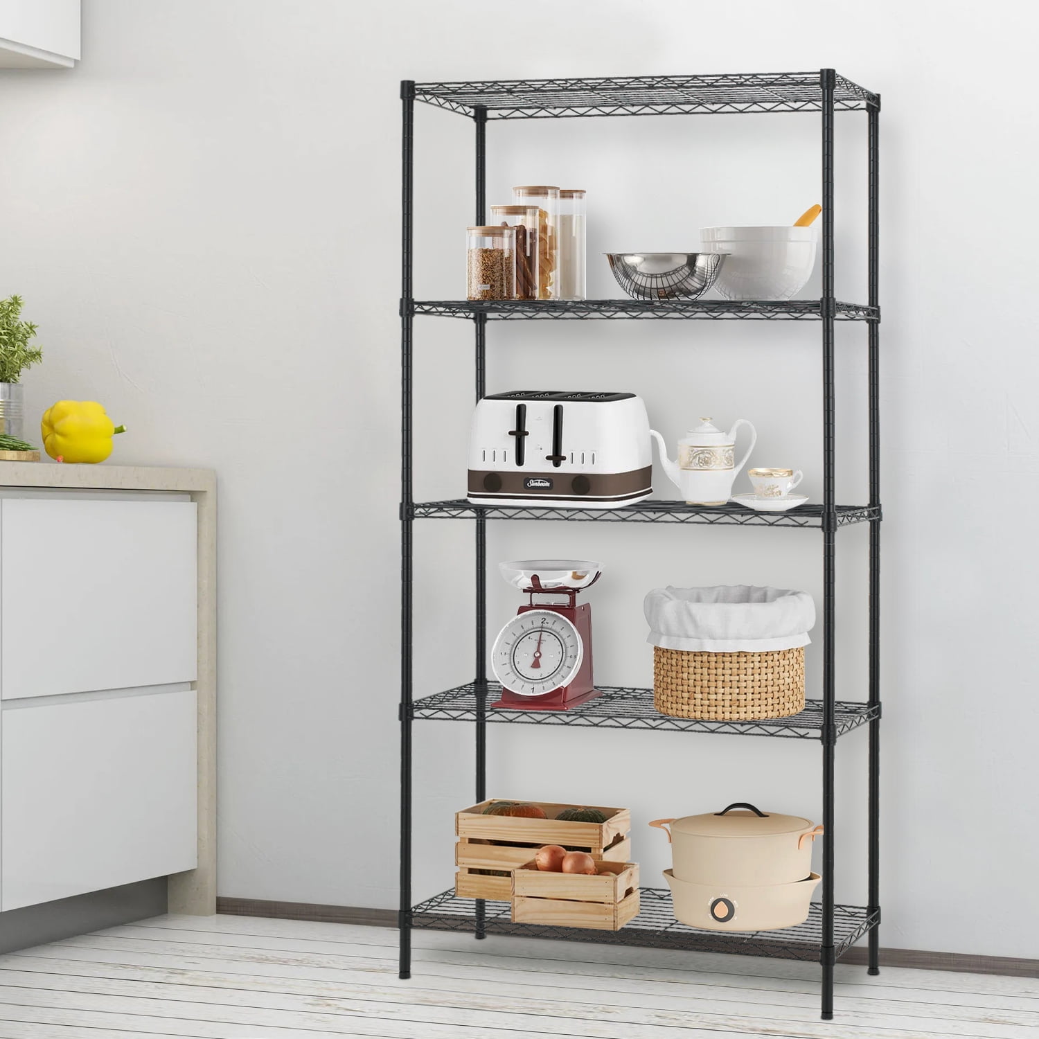 Furniture of America Mio Black 5-Tier Metal Shelf NSF Certified ...