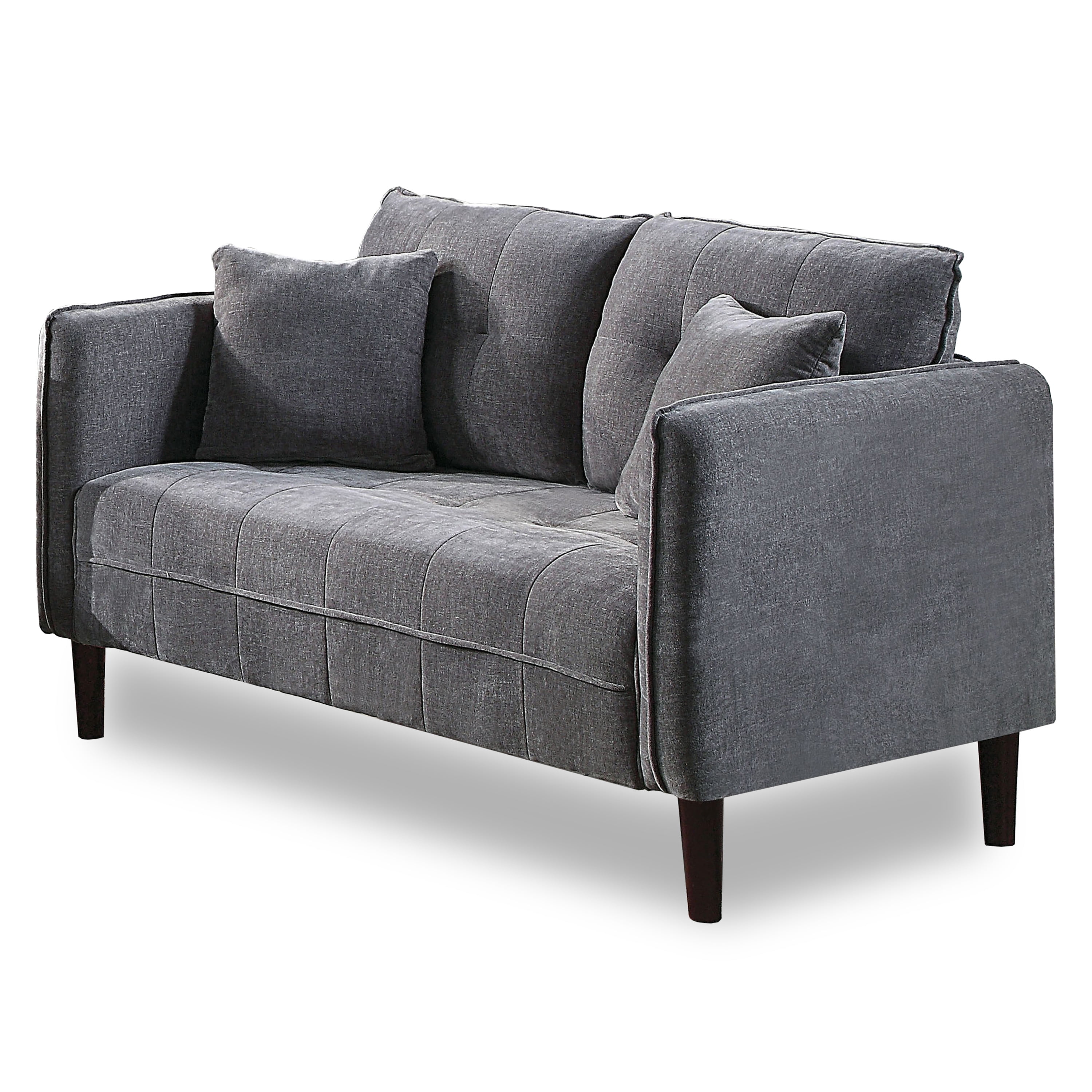 Furniture of America Mjuk Chenille Tufted Loveseat, Dark Gray - Walmart.com