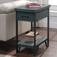 Ulma Walnut Wood Corner Accent Side Table Plant Stand with Storage ...