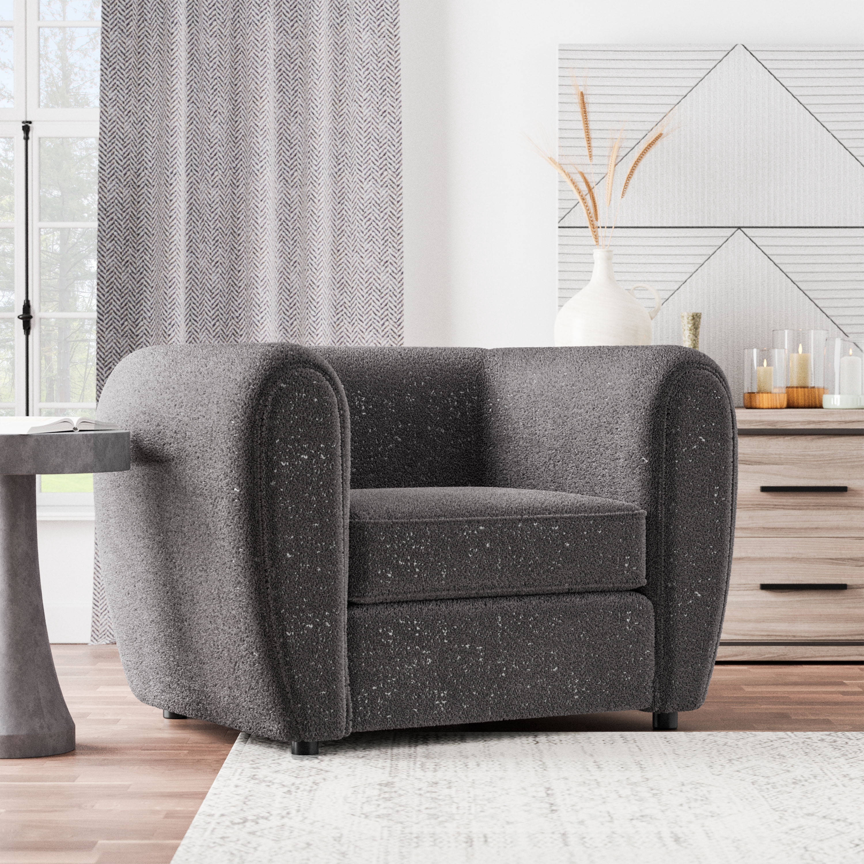 Furniture of America Nallia Tuxedo Style Upholstered Boucle Fabric ...