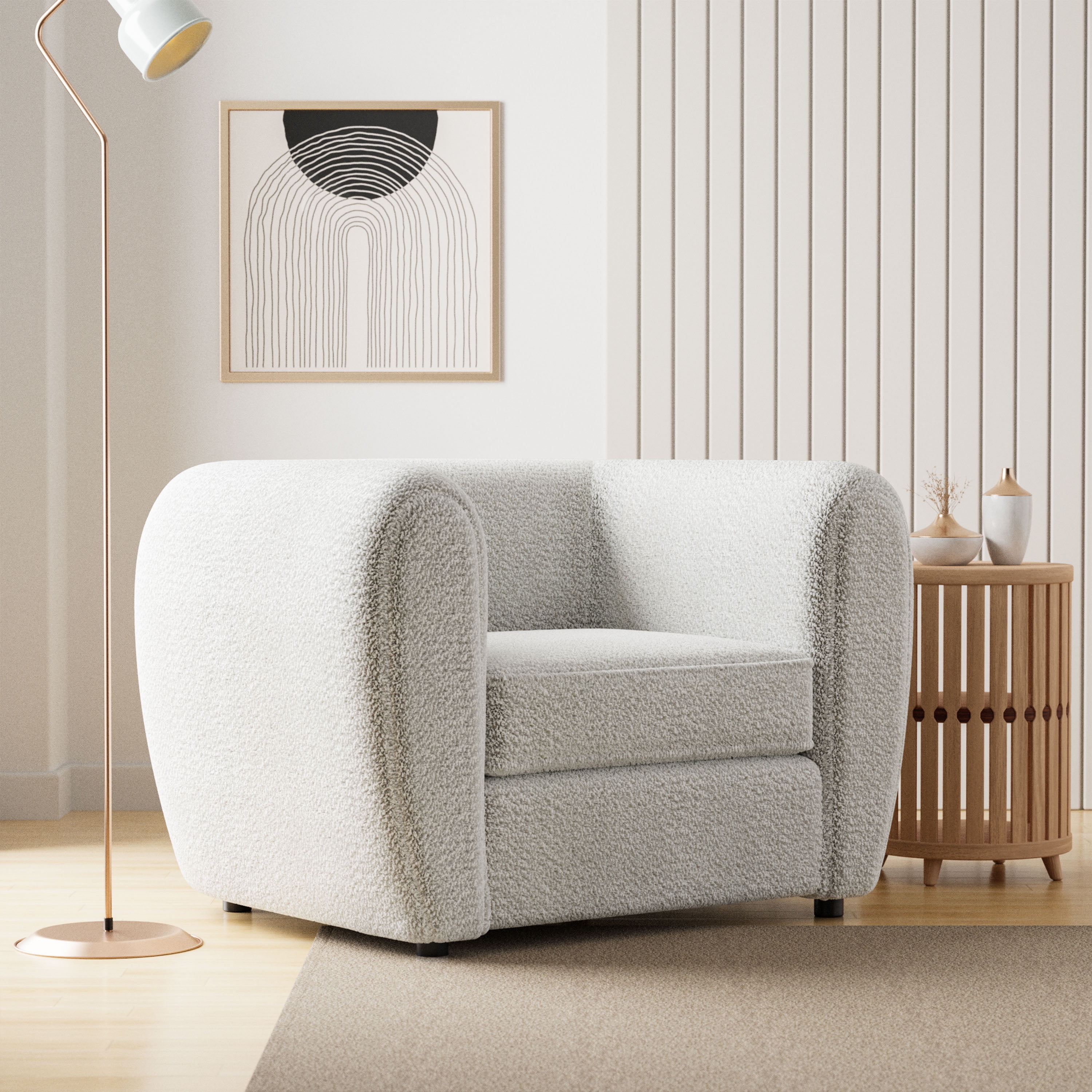 Furniture America Nallia Tuxedo Boucle Accent Chair - Walmart.com