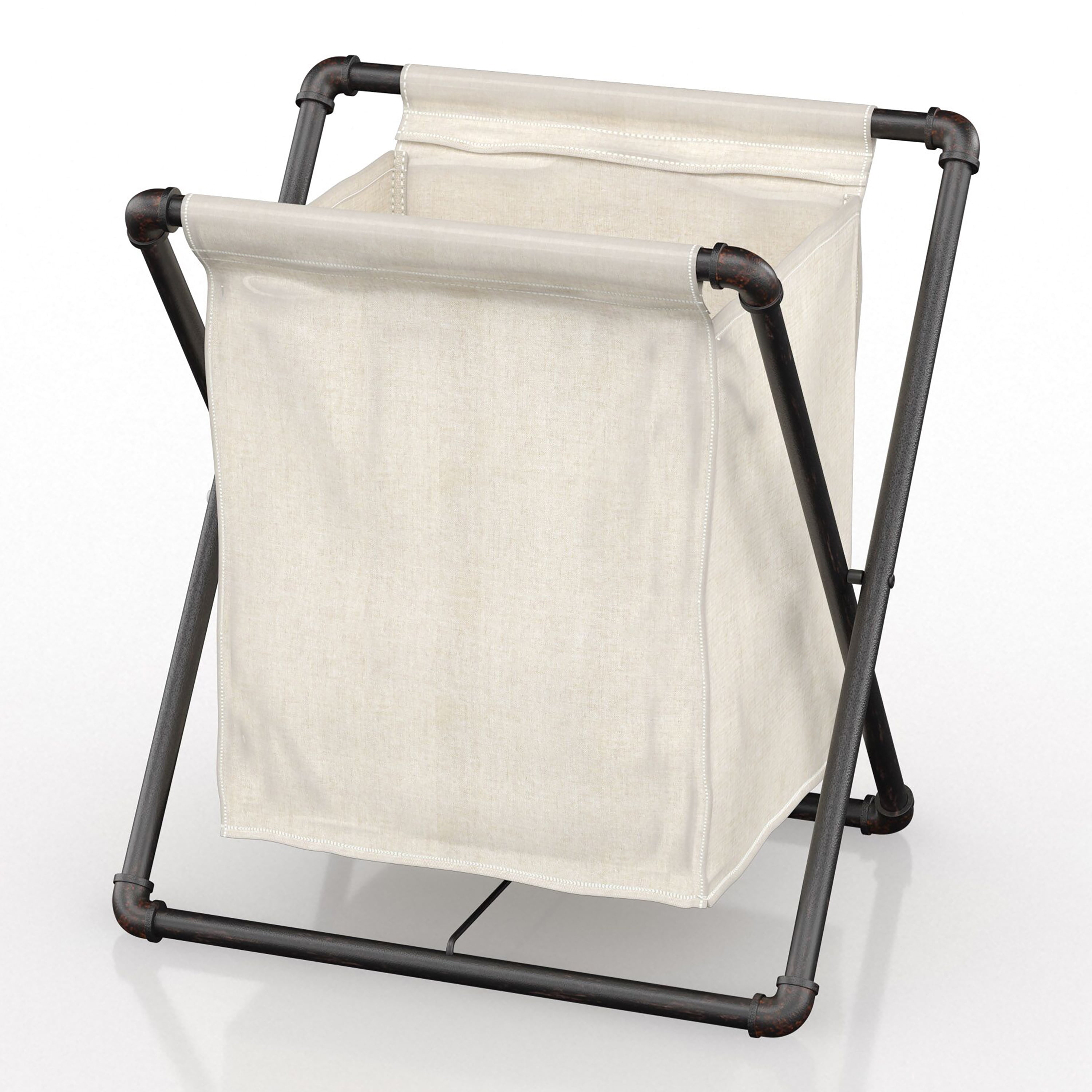 Furniture of America Nurle Industrial Laundry Hamper, Sand Black and ...