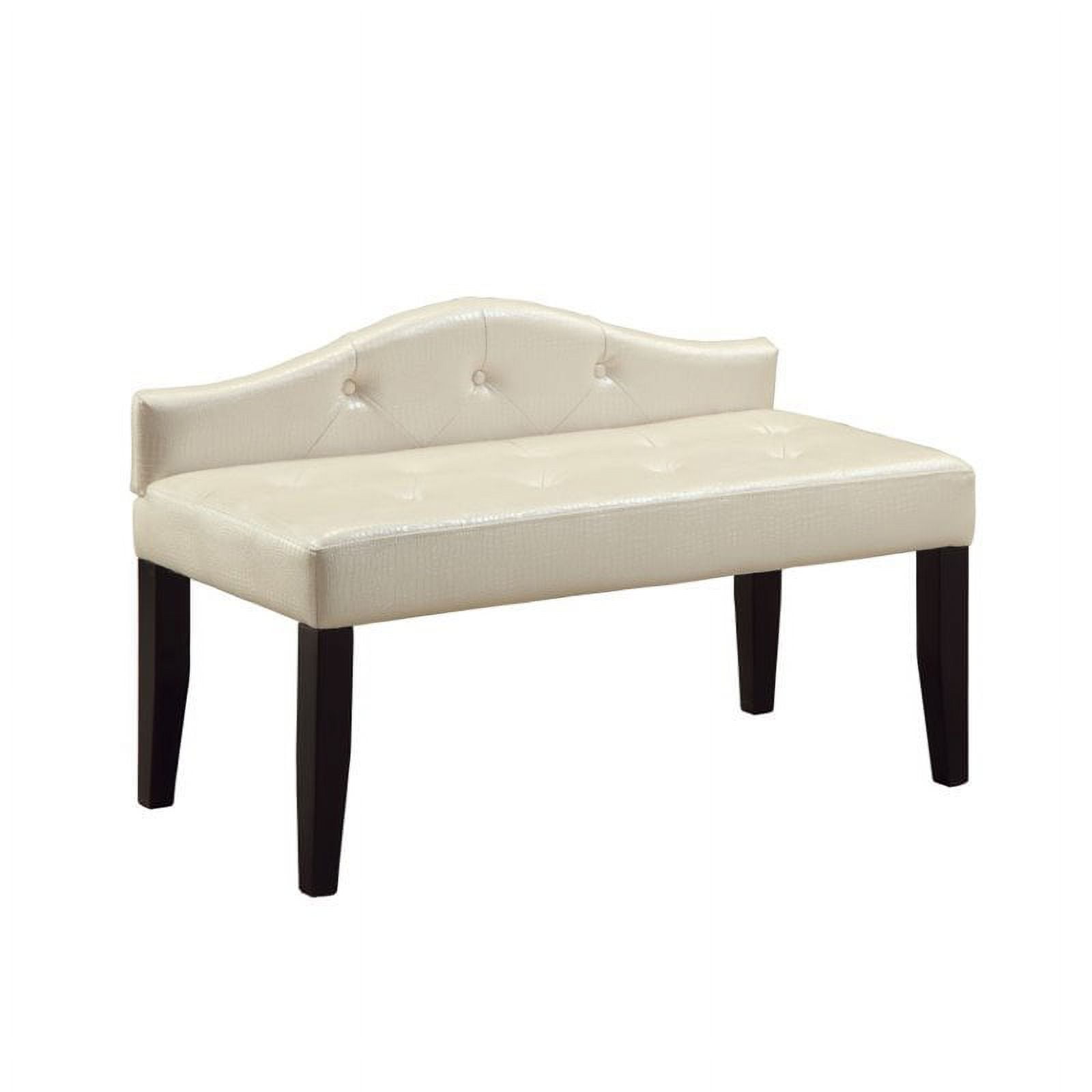 Furniture of America Olivia Faux Leather Tufted Short Bench in White ...