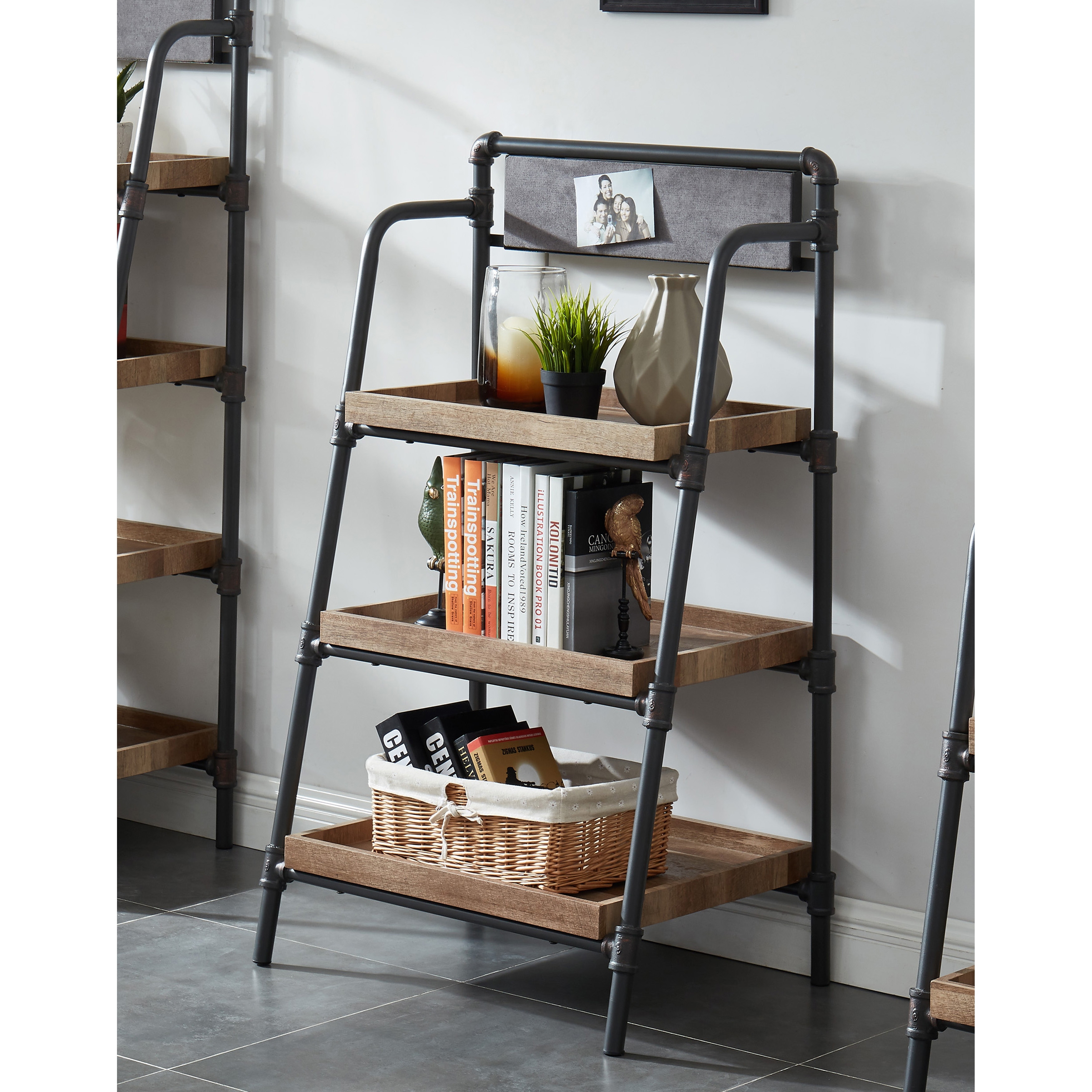 Furniture of America Pham Industrial Brown Metal Display Bookshelf by 3 ...