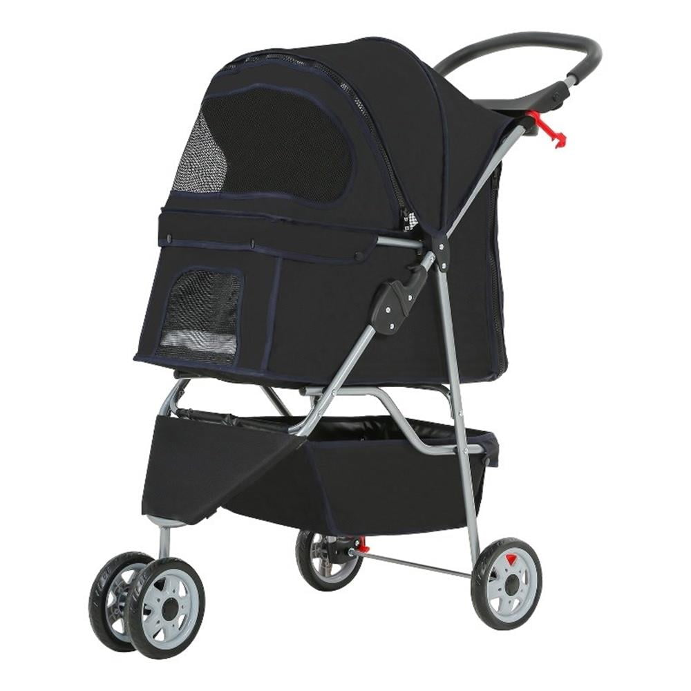 Furniture of America Pipii Collapsible Pet Stroller in Black Fabric ...