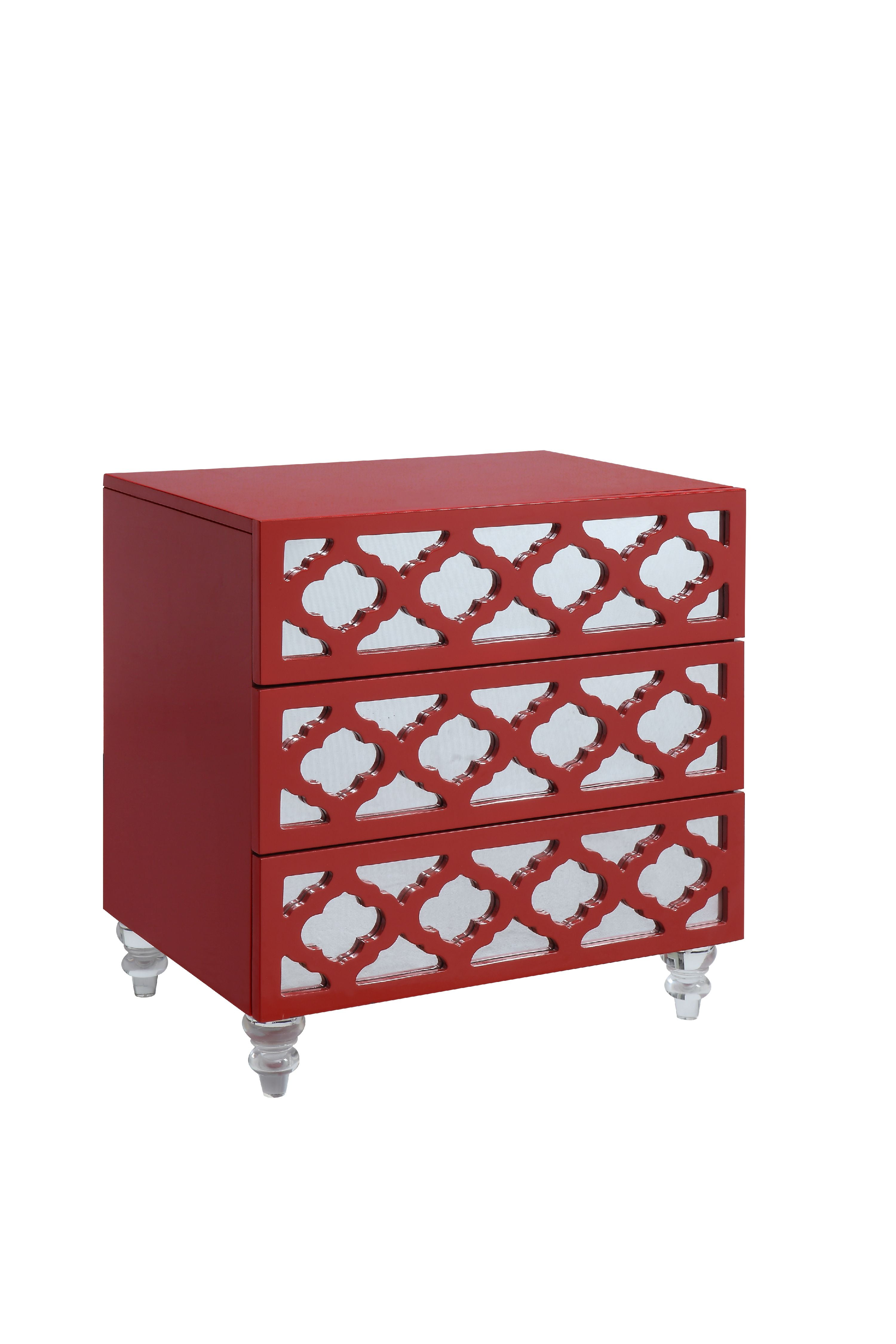 Furniture of America Polly End Table with 3 Drawers, Red - Walmart.com