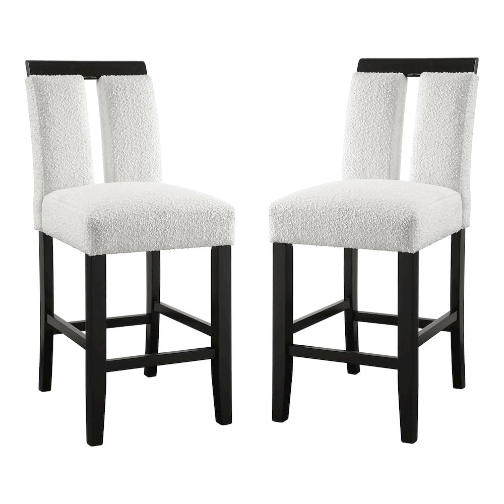 Furniture of America Prat Fabric Upholstered Counter Chairs in Black ...