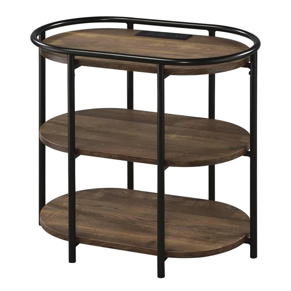 Furniture of America Preton Rustic Metal Side Table with USB in Matte ...