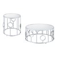 Furniture of America Prism Metal 2-Piece Coffee Table Set, Chrome ...