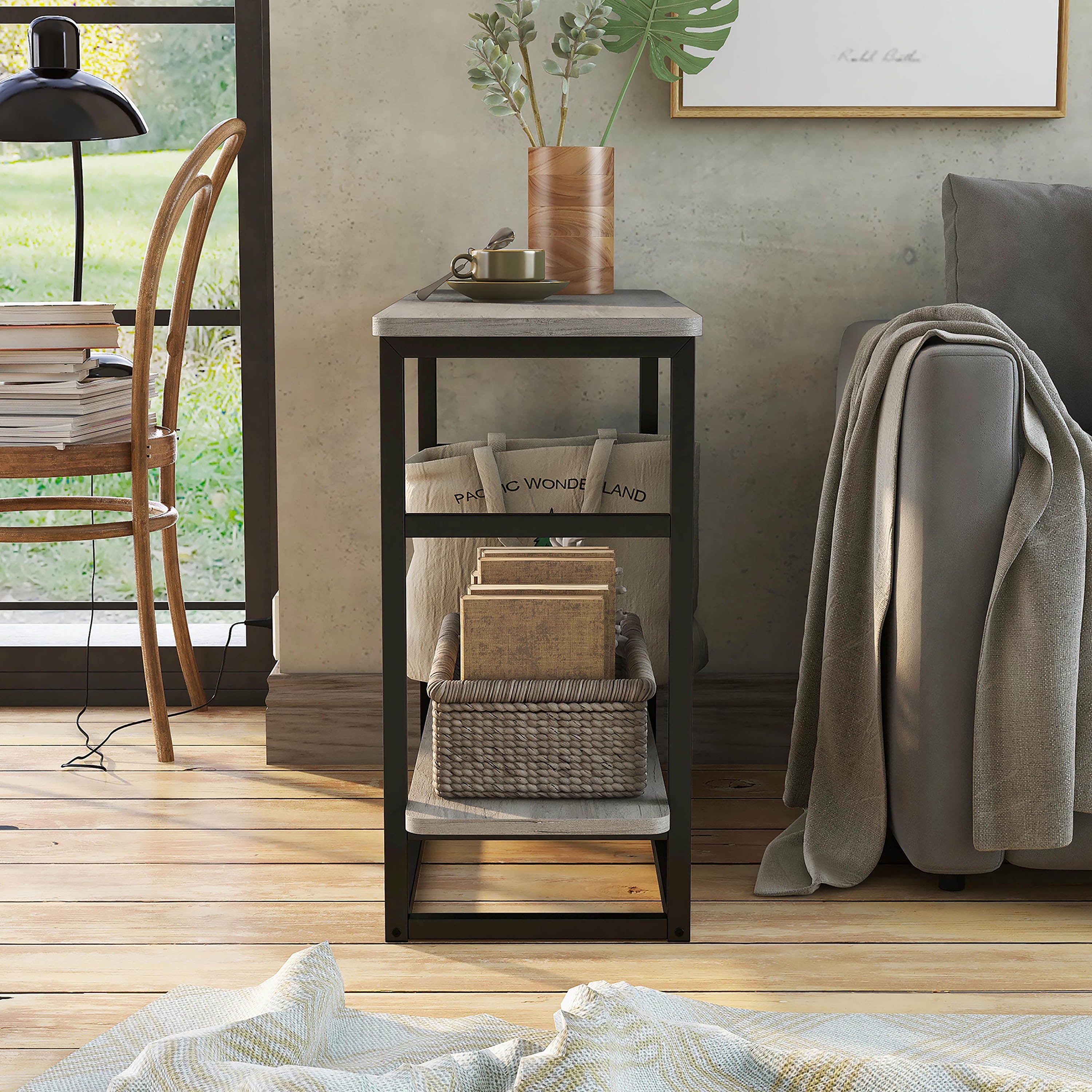 Furniture of America Quint 1-Shelf Wood Indoor End Table, Vintage Gray ...