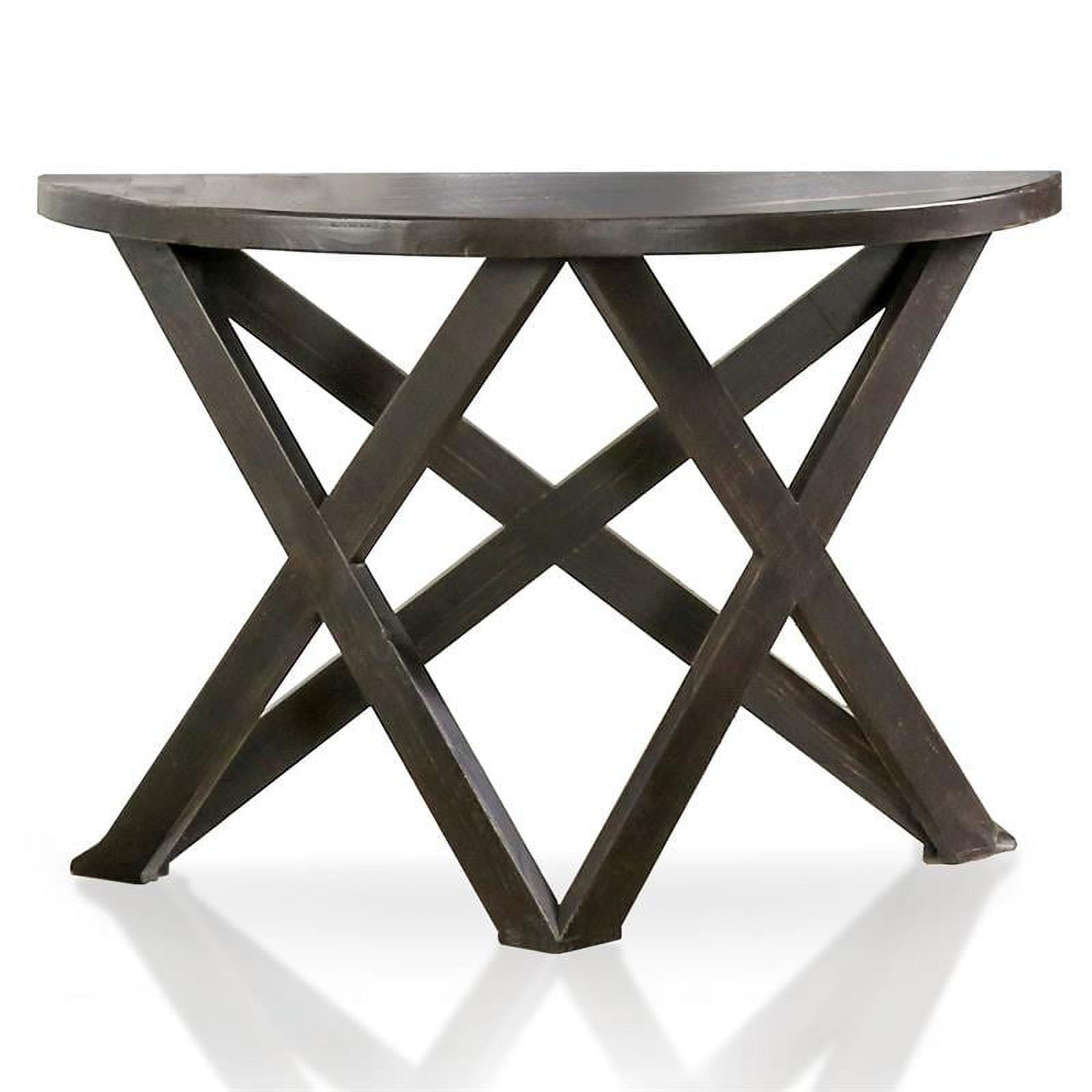 Furniture of America Ramin Rustic Solid Wood Half-Circle Sofa Table in ...