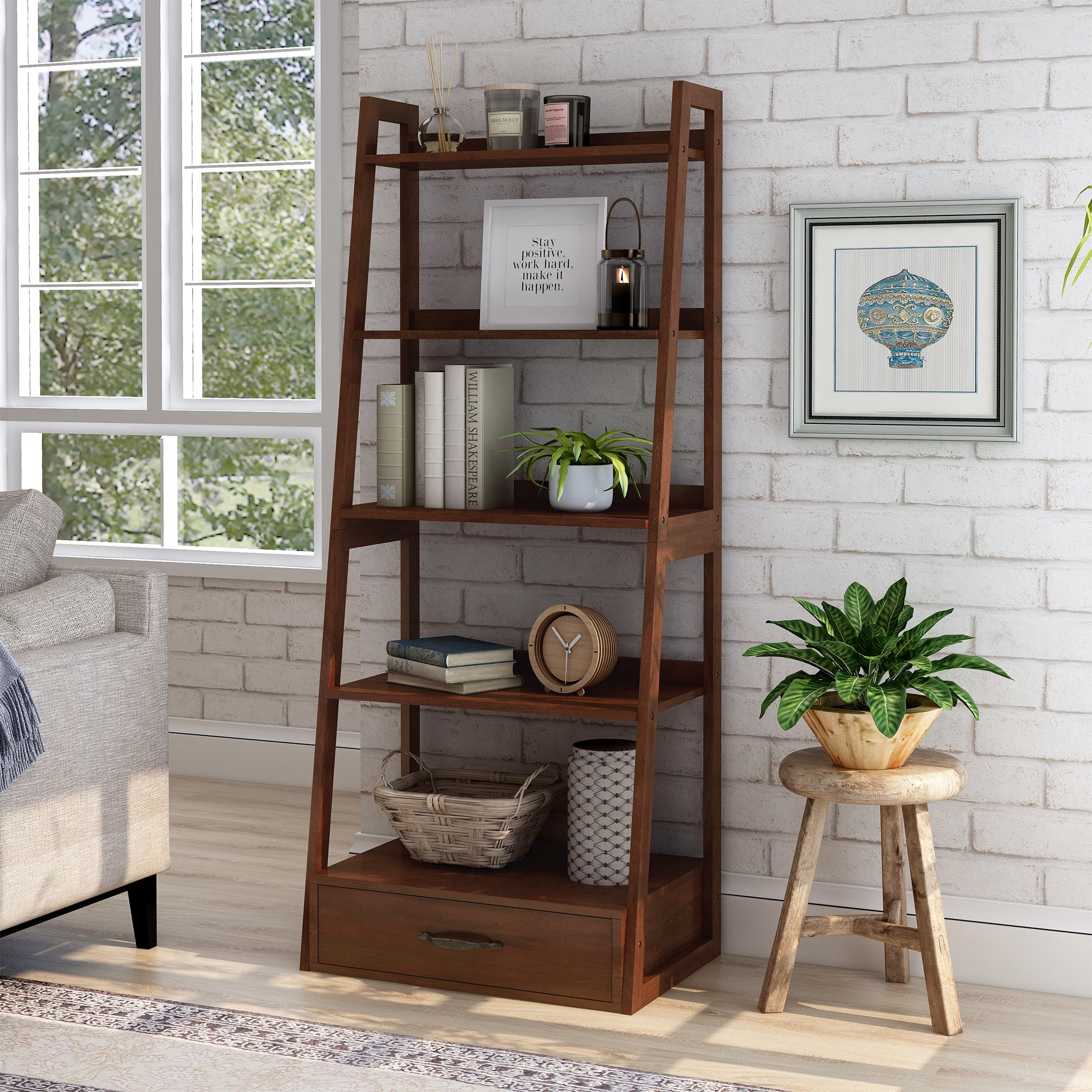 Furniture of America Respa 1-Drawer Bookcase, Cherry - Walmart.com
