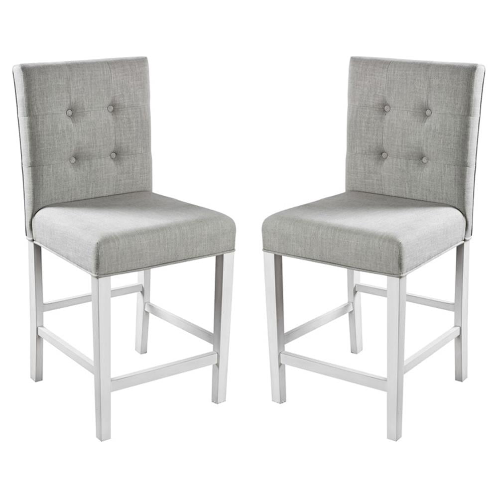 Furniture of America Ronan Antique White Fabric 25-Inch Counter Stool ...