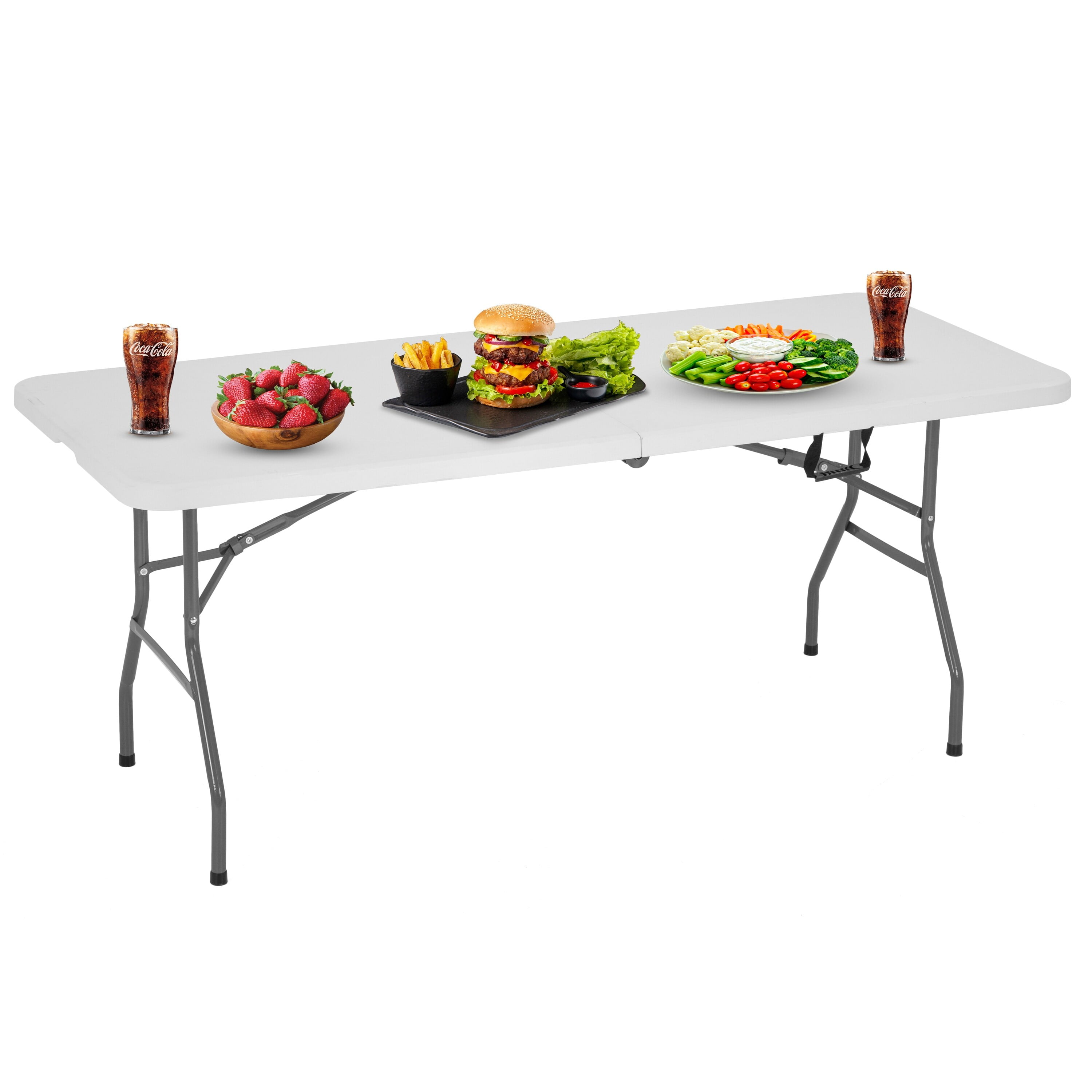 Furniture of America Roomus White 70" x 29" Portable Folding Banquet ...