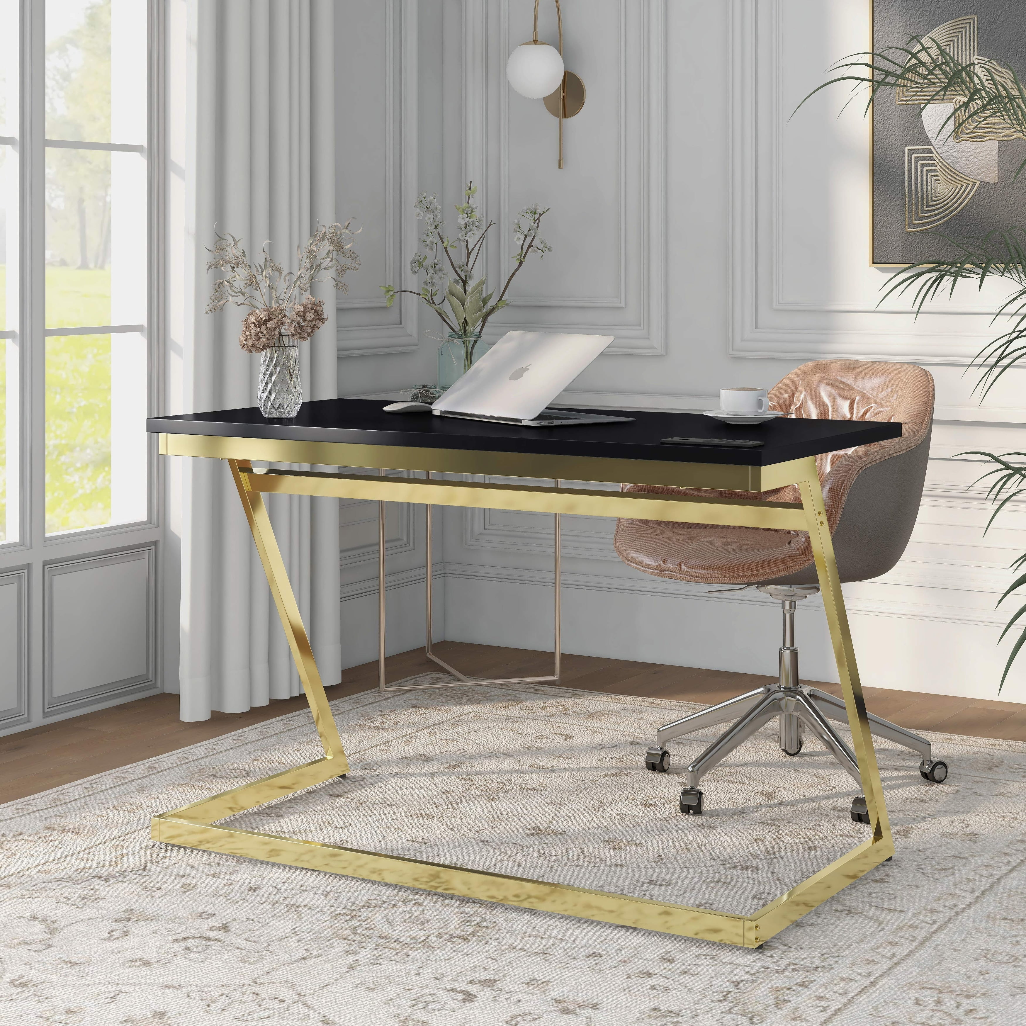 Furniture of America Rosalinda Glam 47-inch Steel Computer Desk with ...