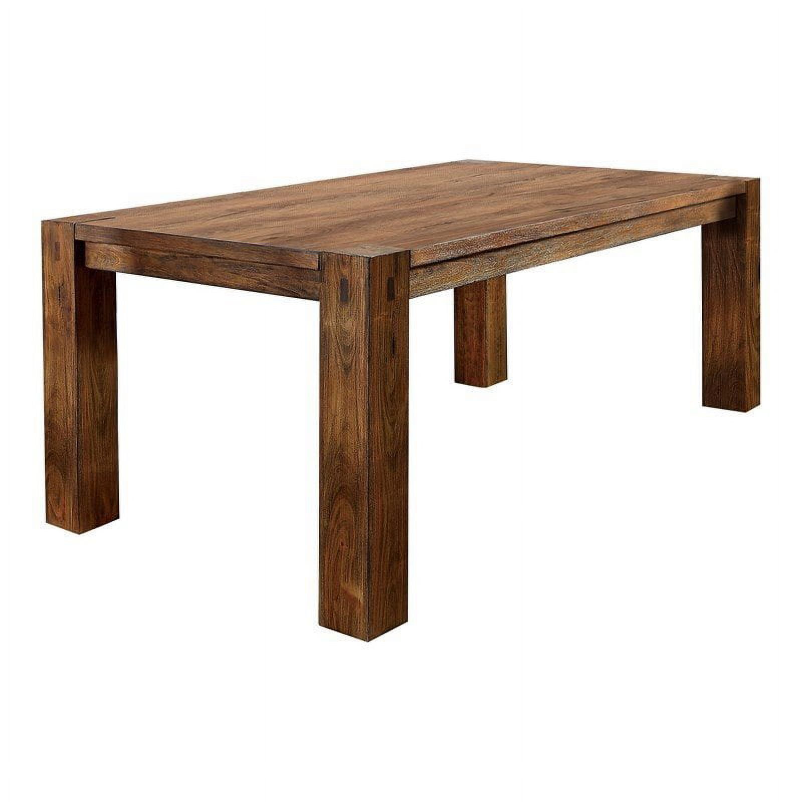 Furniture of America Rowlie Distressed Dark Oak Wood Dining Table with ...