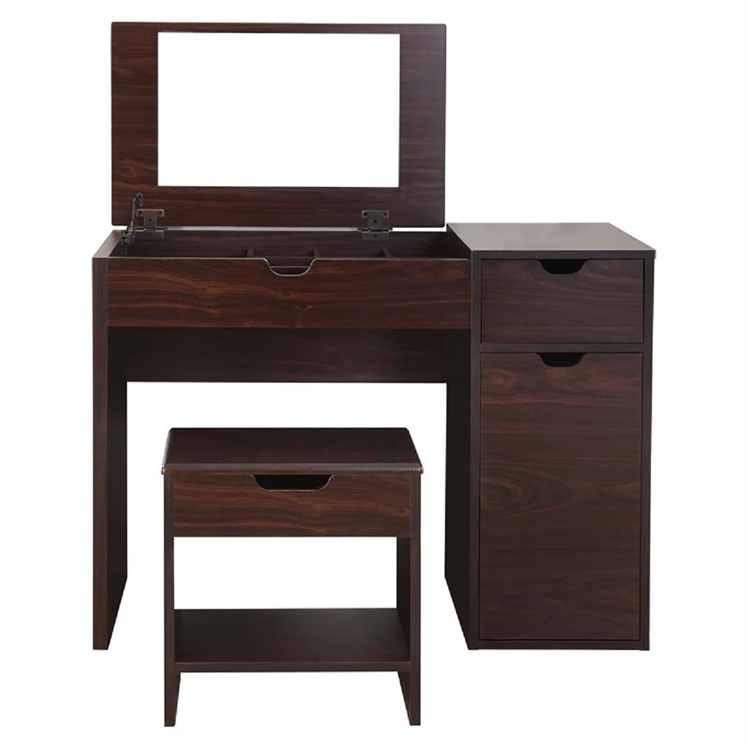 Furniture of America Rowne Flip-Top 2-Piece Vanity Set, Dark Walnut ...