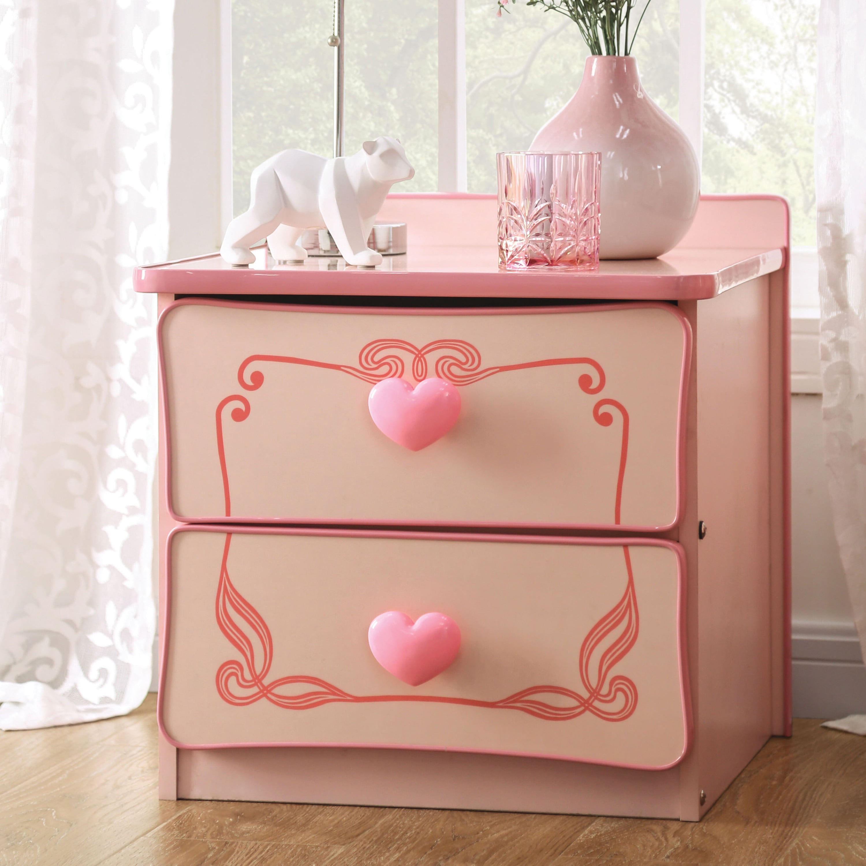 Furniture of America Royal Child Novelty 2-Drawer Nightstand, Pink ...