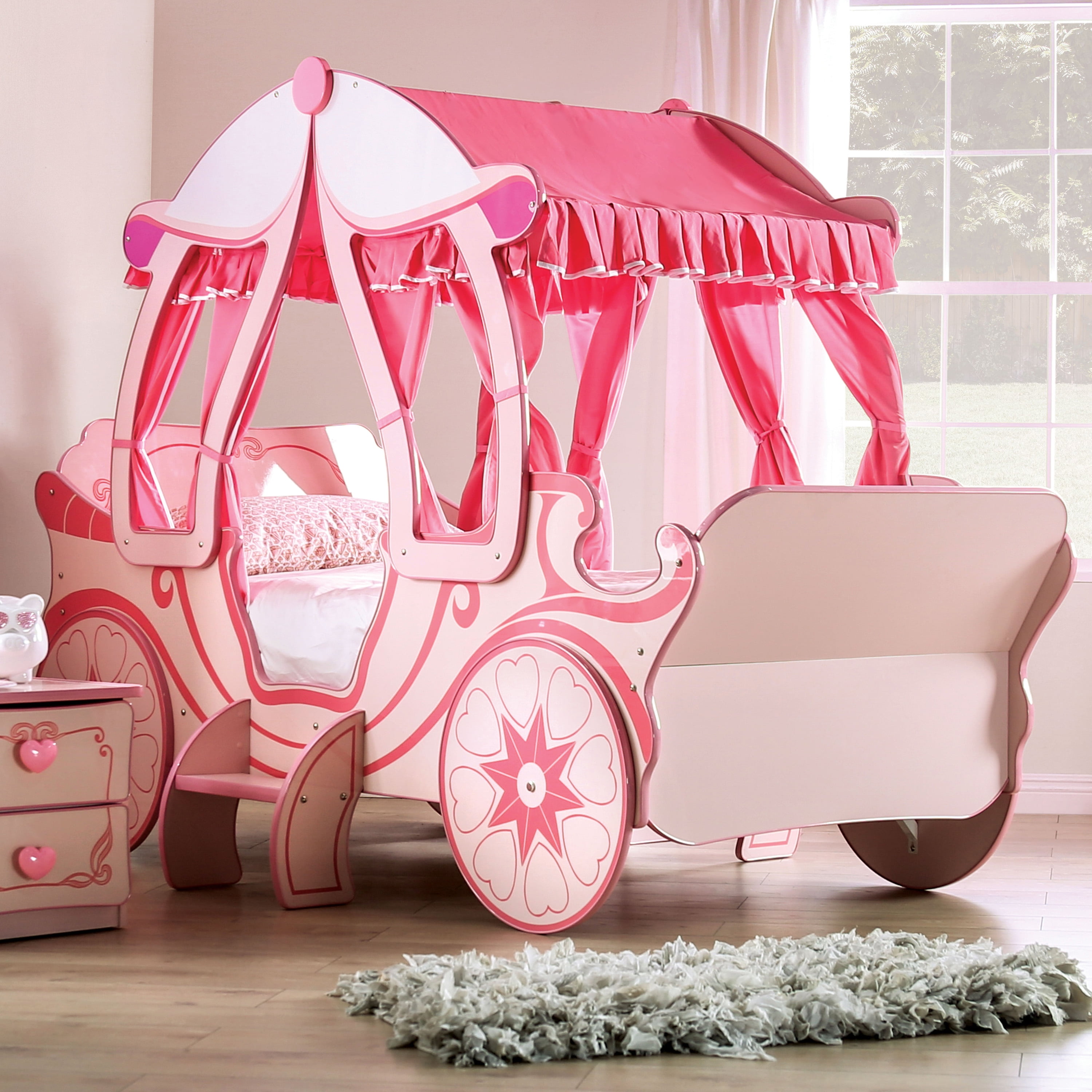 Furniture of America Royal Kids Wood Twin Princess Carriage Bed ...