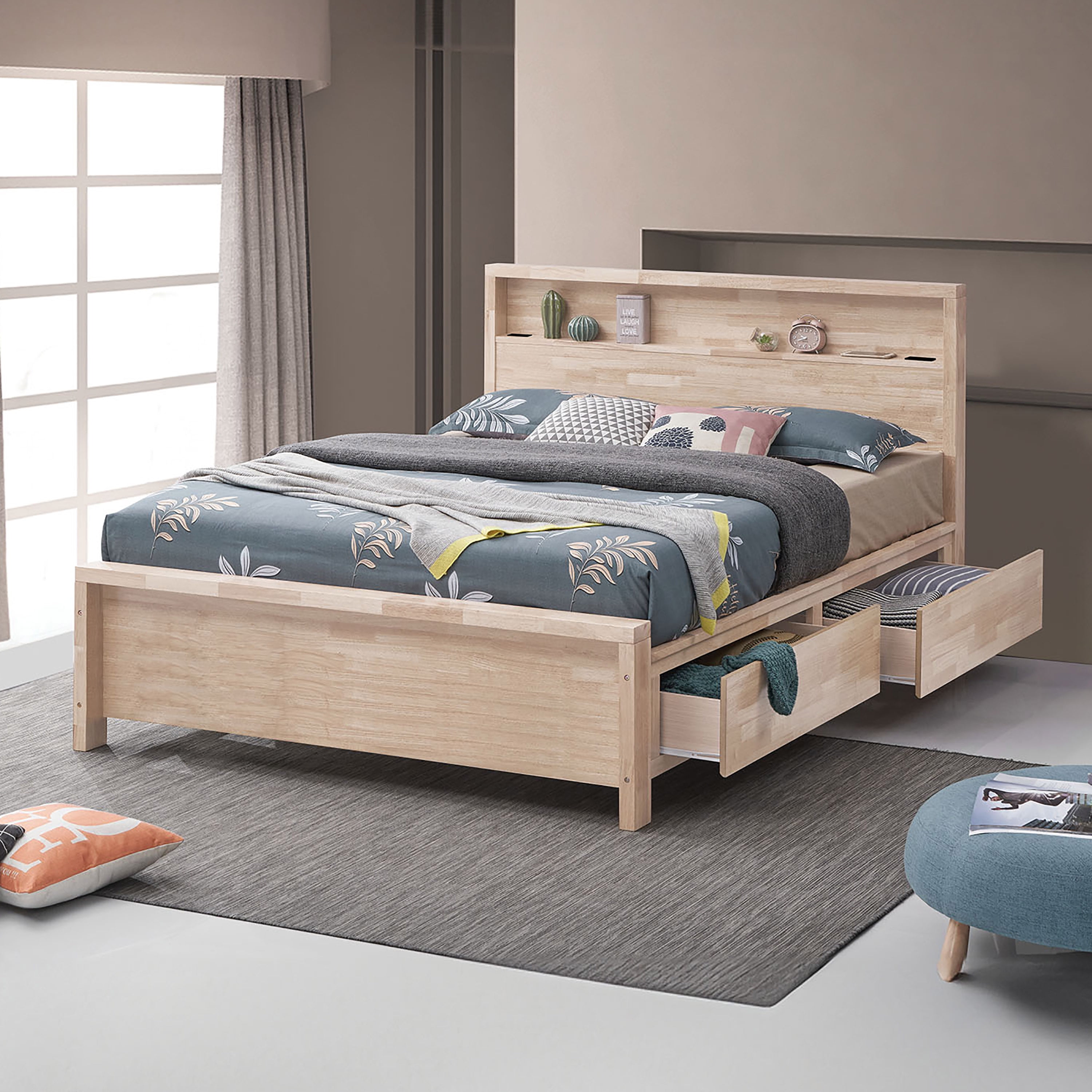 Furniture of America Rya Solid Wood Queen Bookcase Bed - Walmart.com