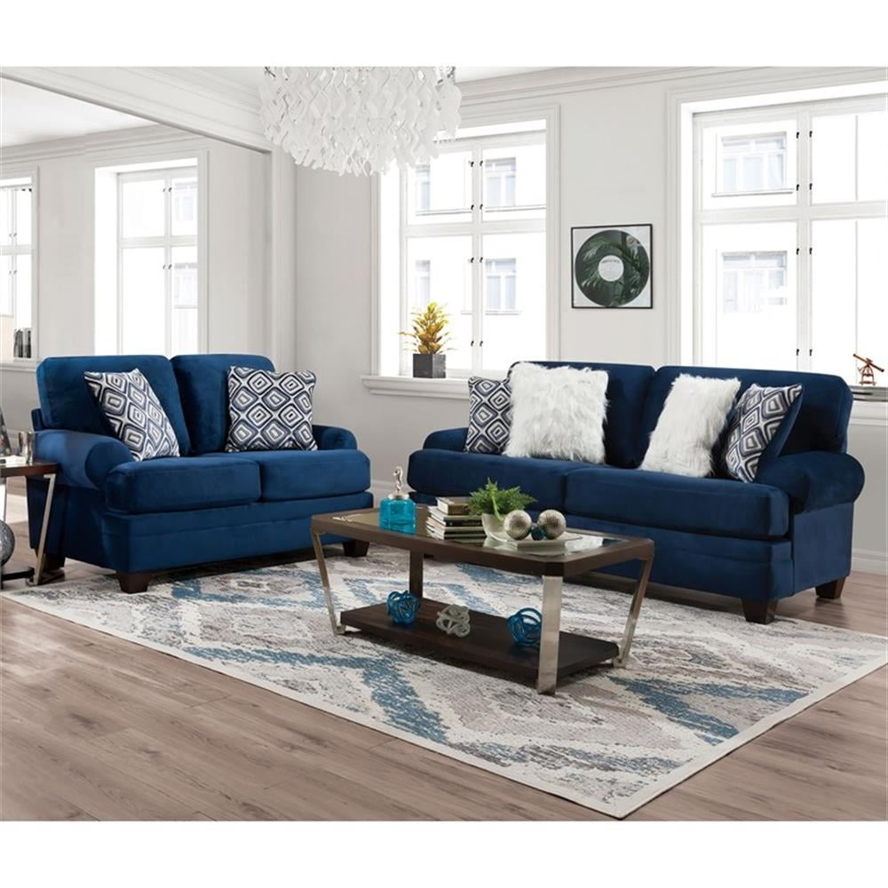 Furniture of America Sabit Microfiber Upholstered 2-Piece Sofa Set in ...